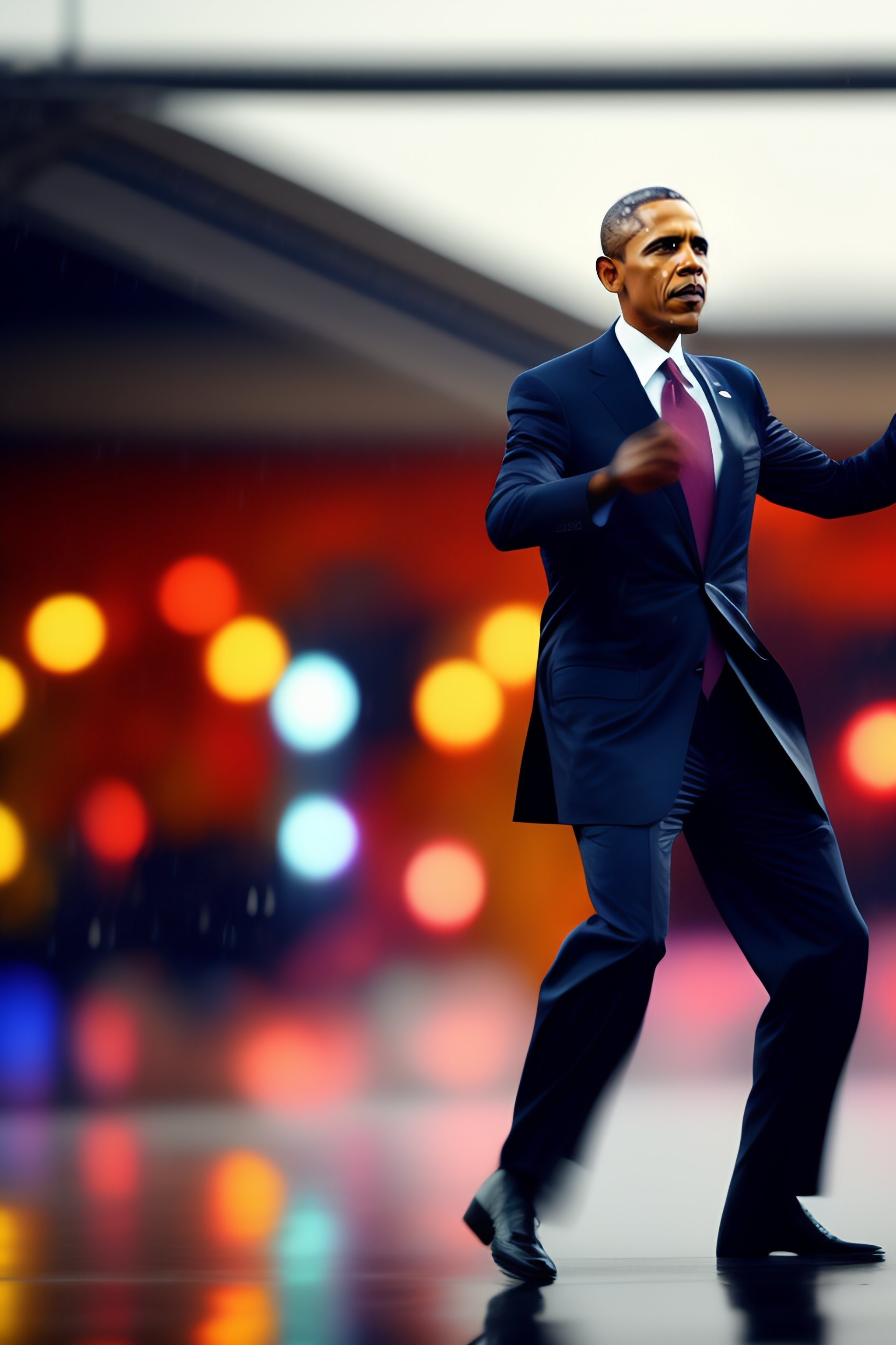 Lexica - Obama dancing salsa under the rain