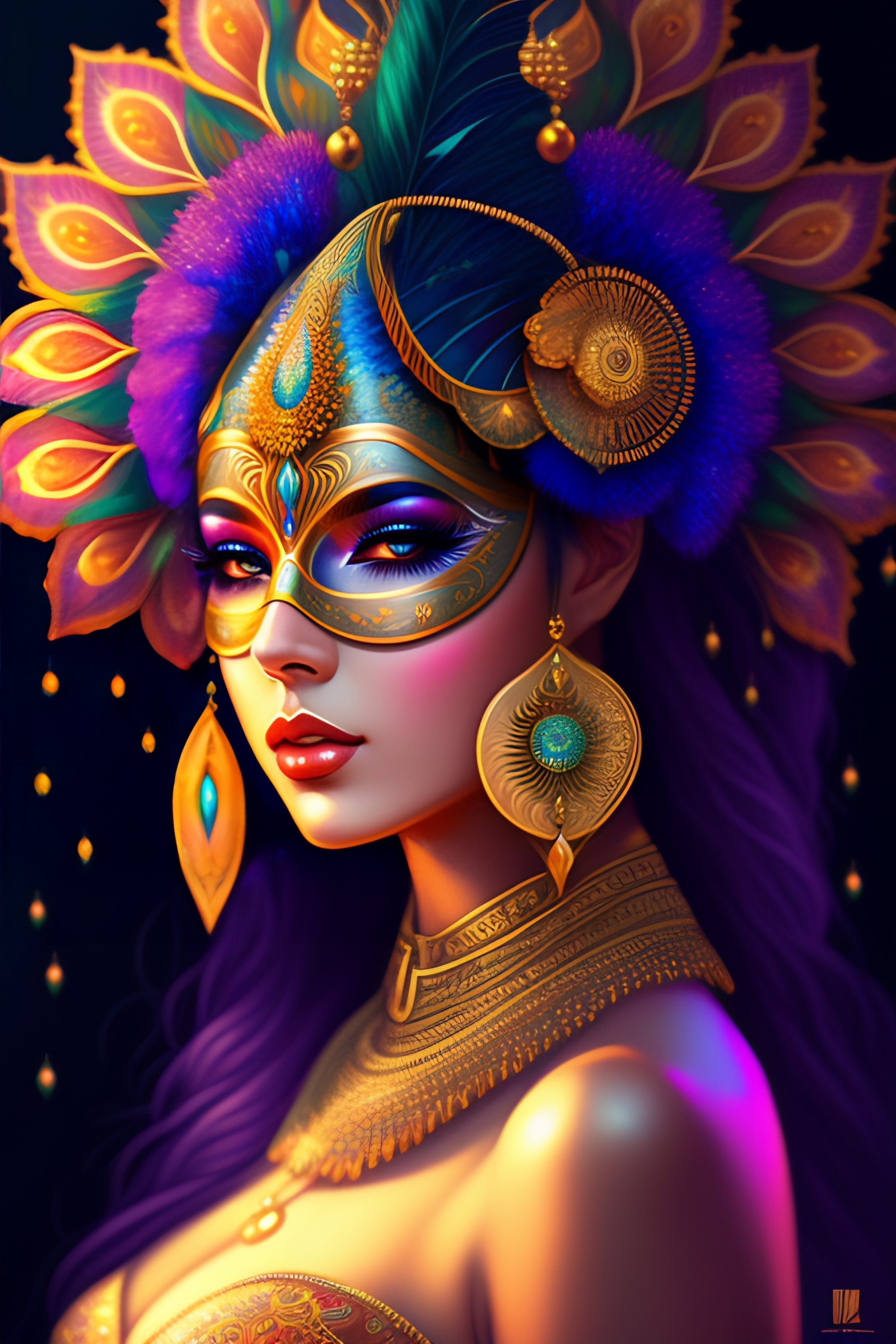 Lexica - Centered detailed portrait of a masked woman wearing a ...