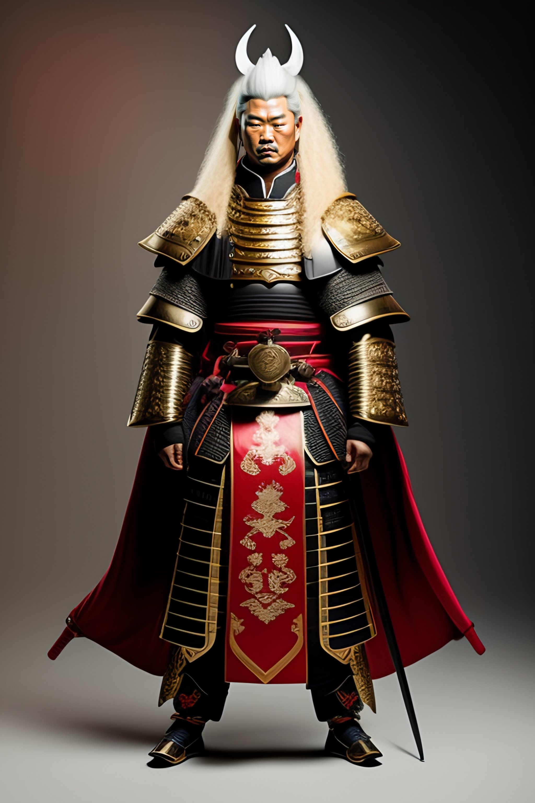 Lexica - Full body shot of a samurai wearing authentic historical armor ...