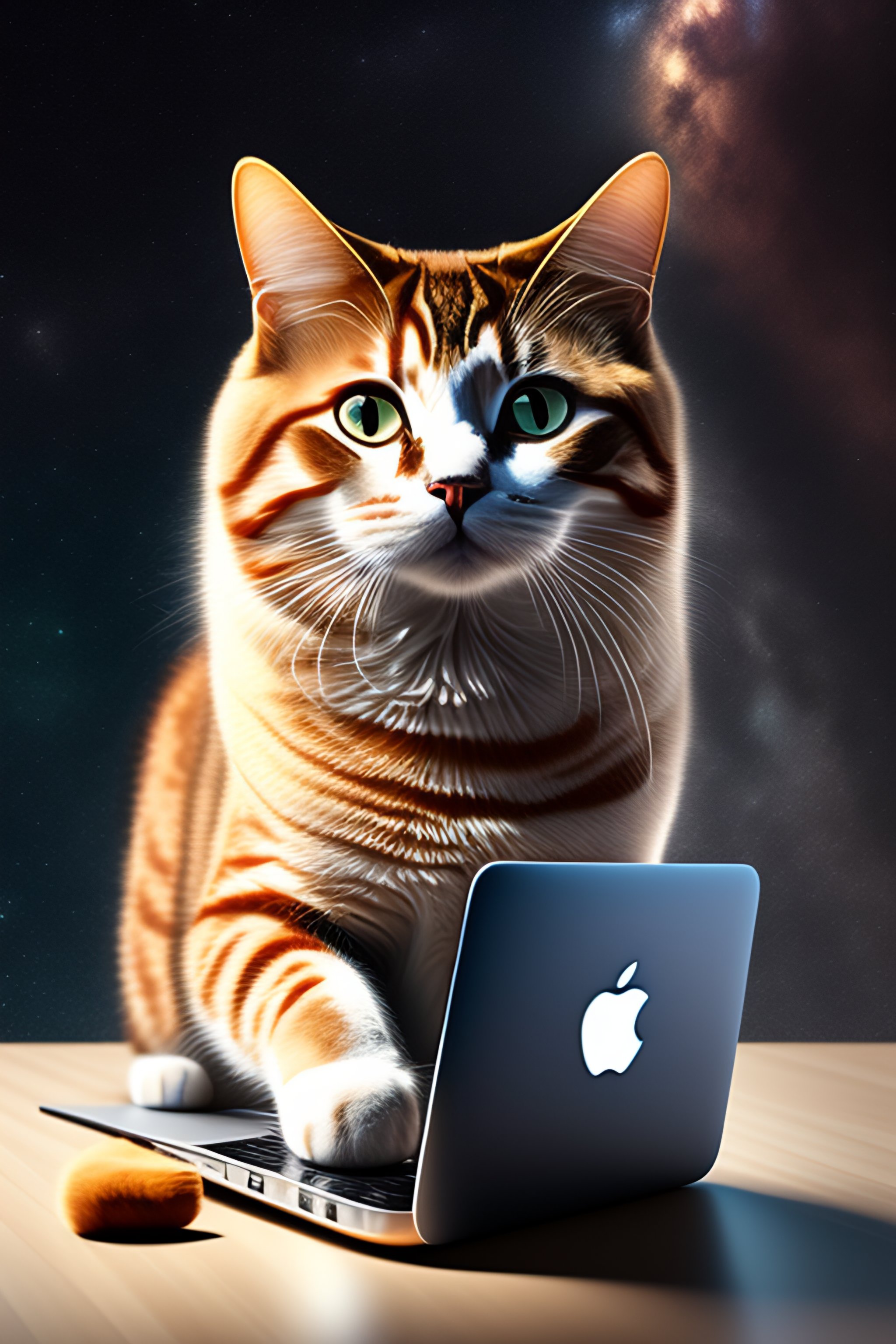 Lexica - Cat with MacBook space