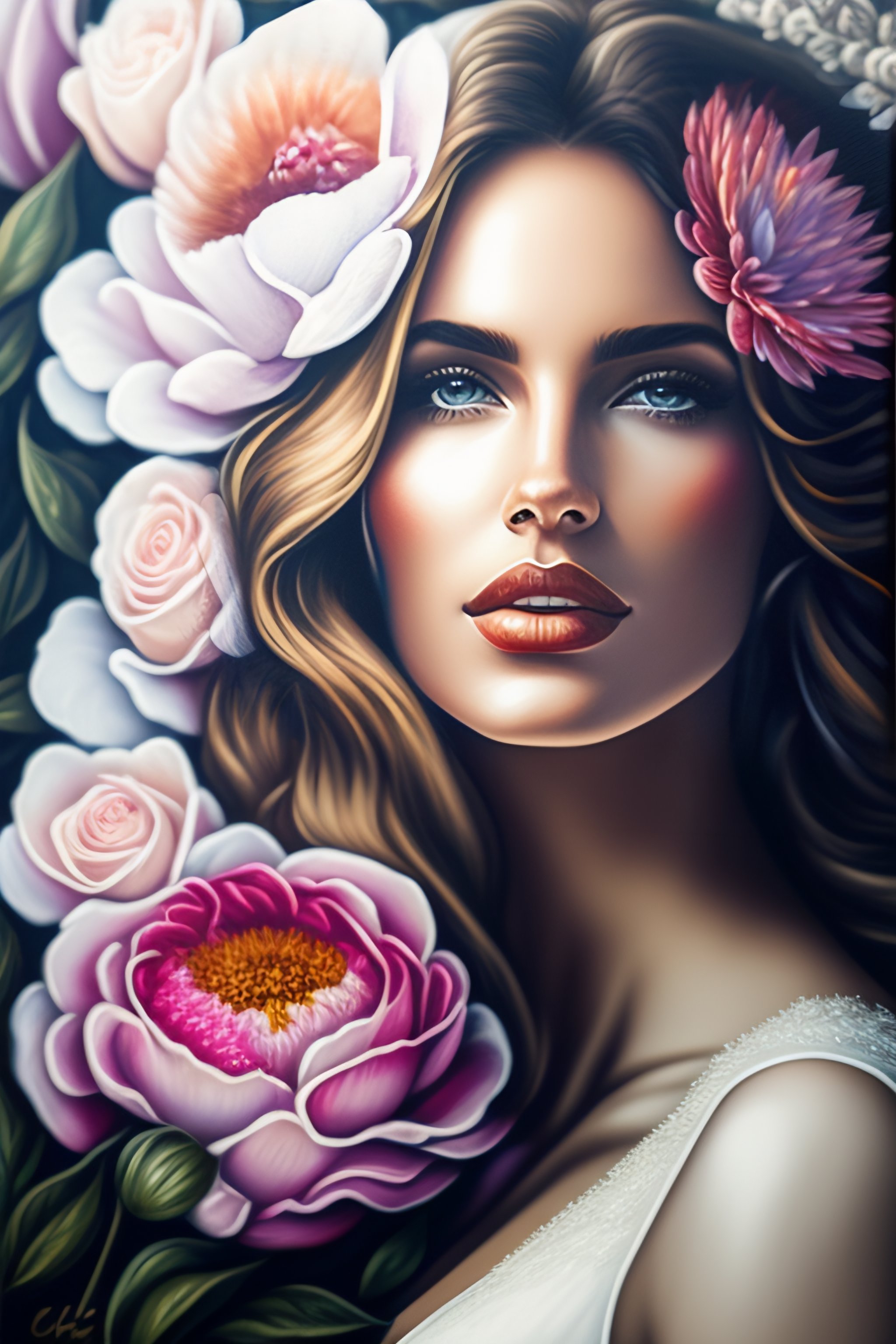 Lexica - Rough textured canvas; beautiful white woman surrounded by ...