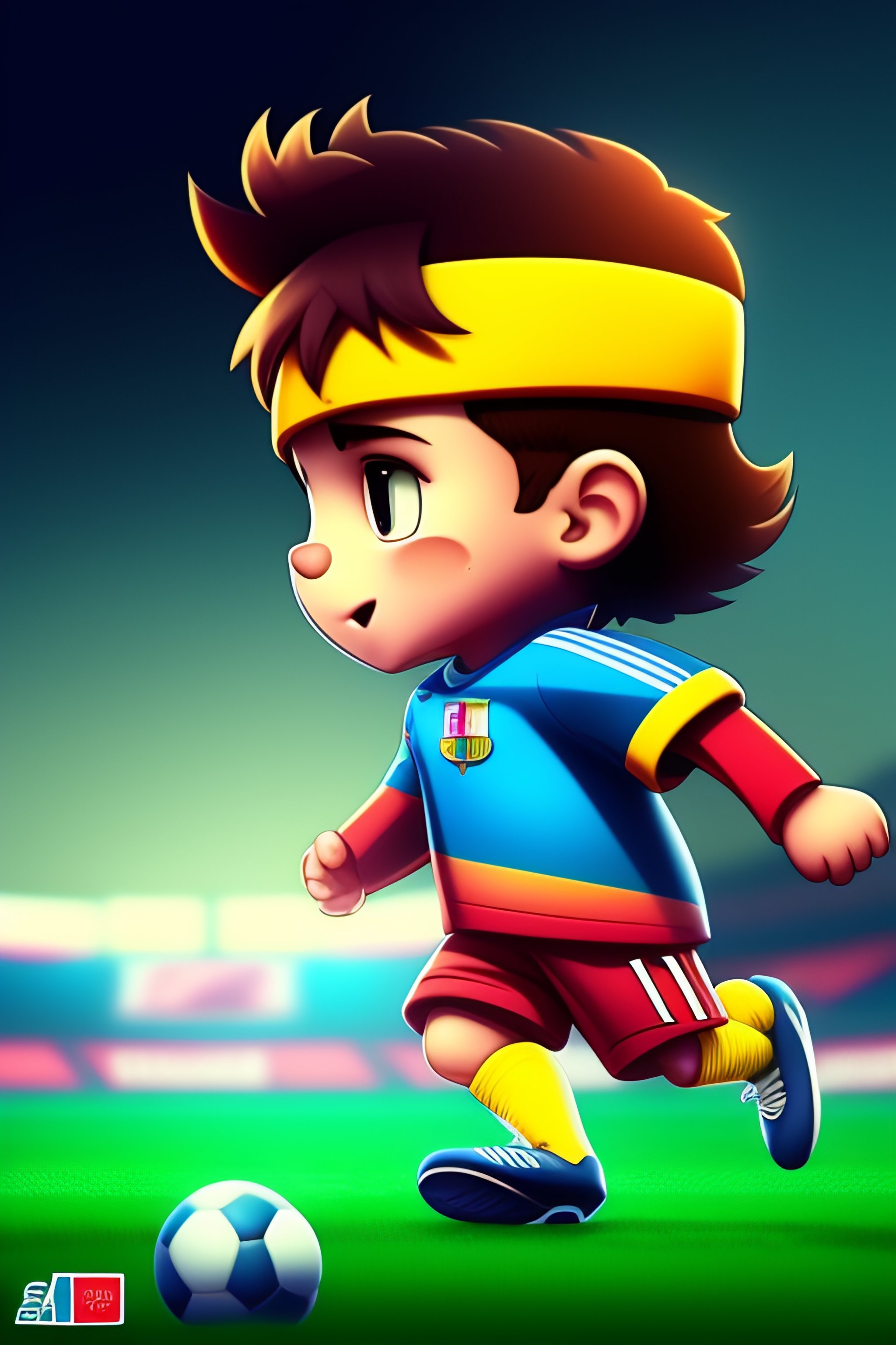 Lexica - Cartoon Kids leonel messi on football