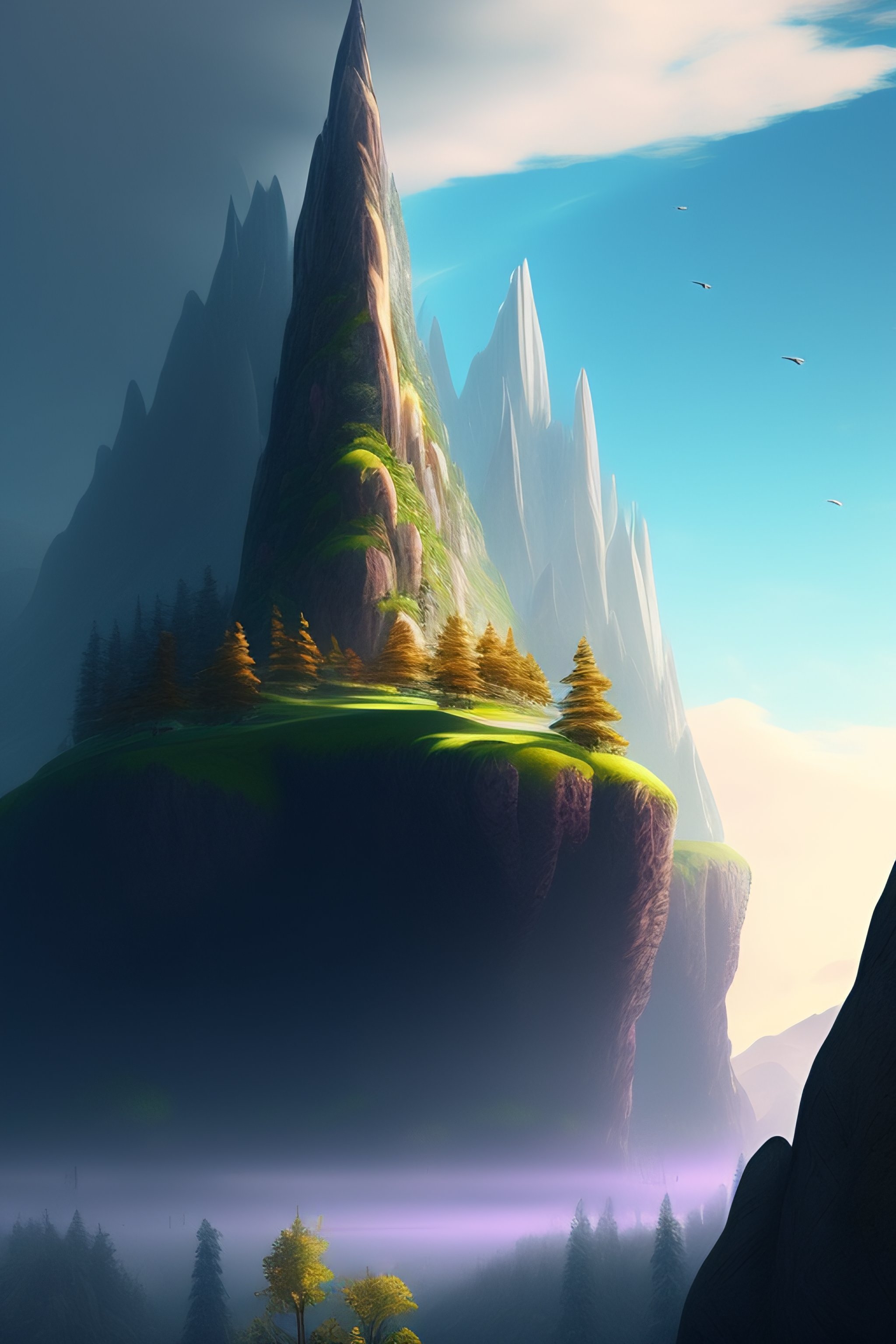 Lexica - Giant Epic Fantasy Tree, massive mountains, Zebaot