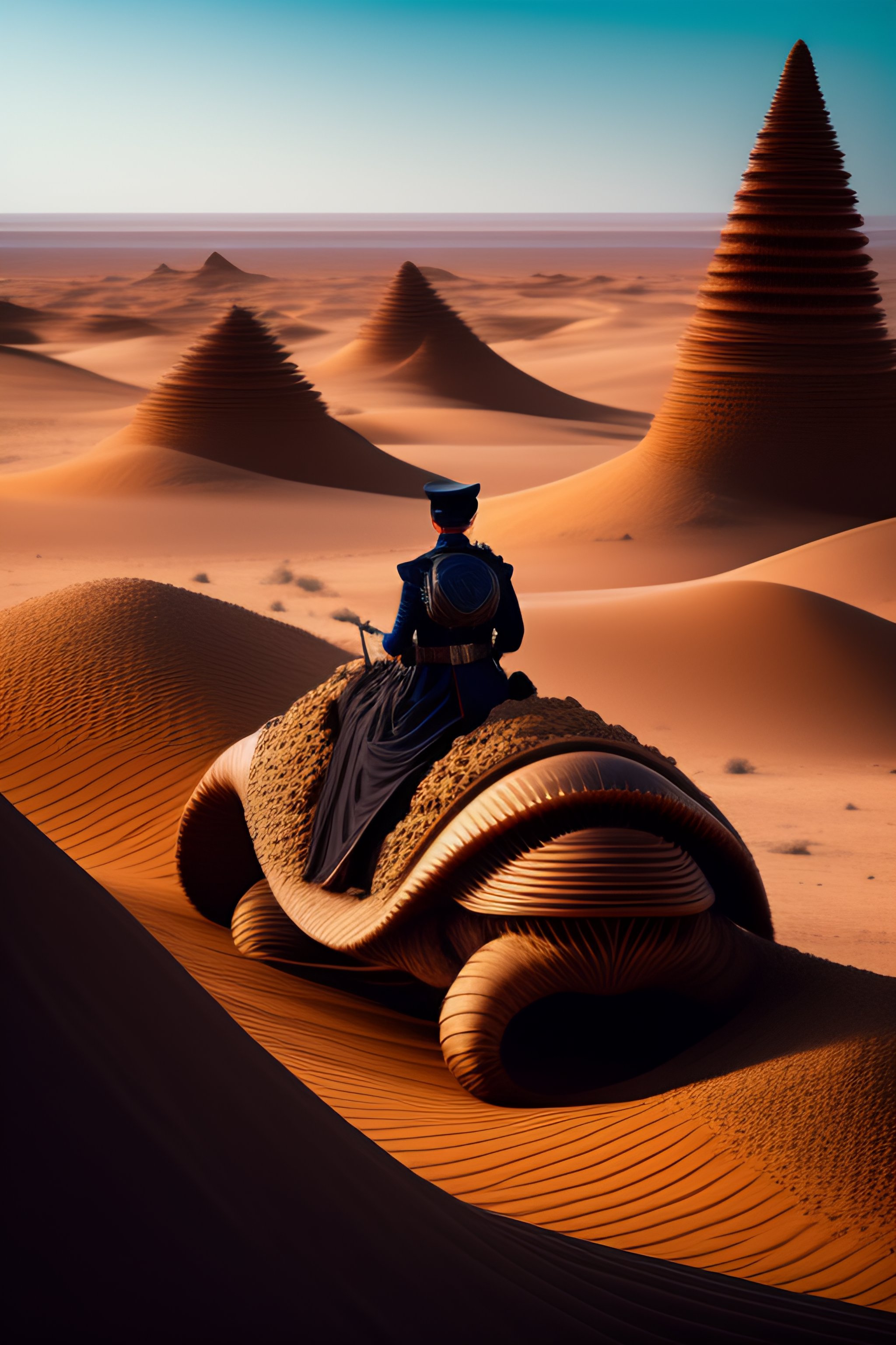 Lexica - Paul atreides riding a sandworm