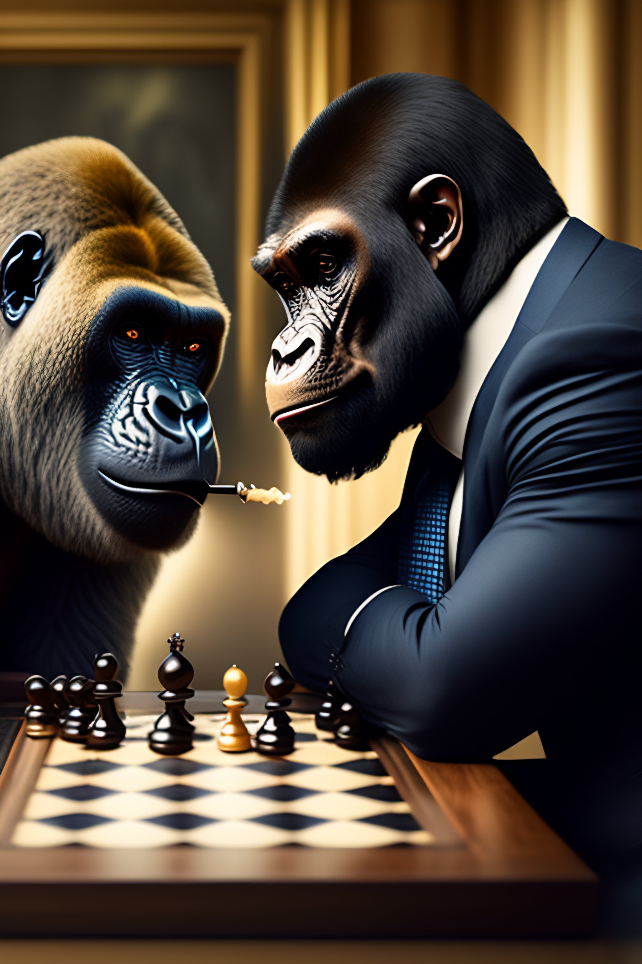Lexica - Gorilla dressed as an Oxford professor smoking a pipe and ...