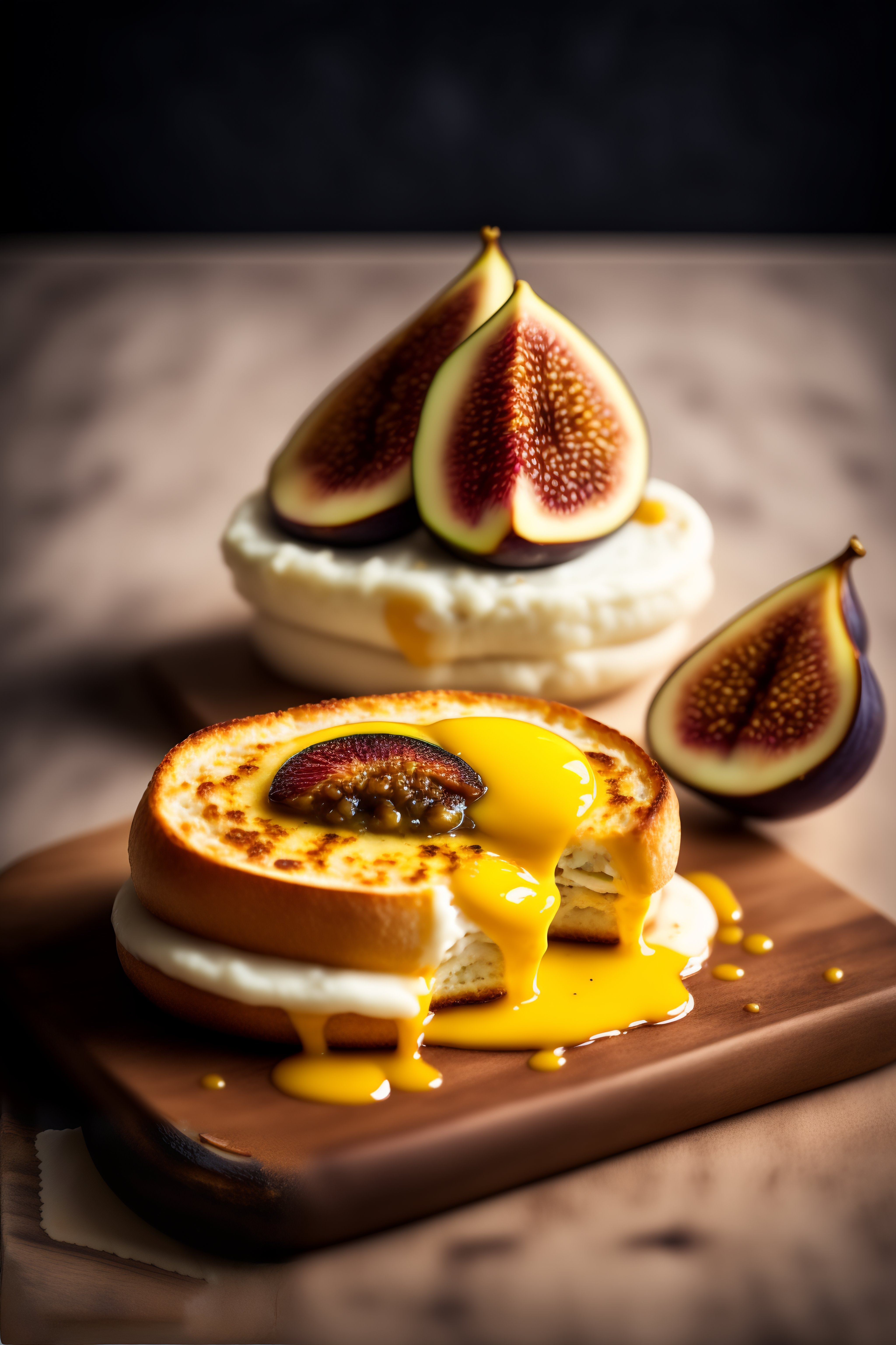 Lexica - Croque Madame with Figs, blurred background, bright natural lighting, close-up shot ...