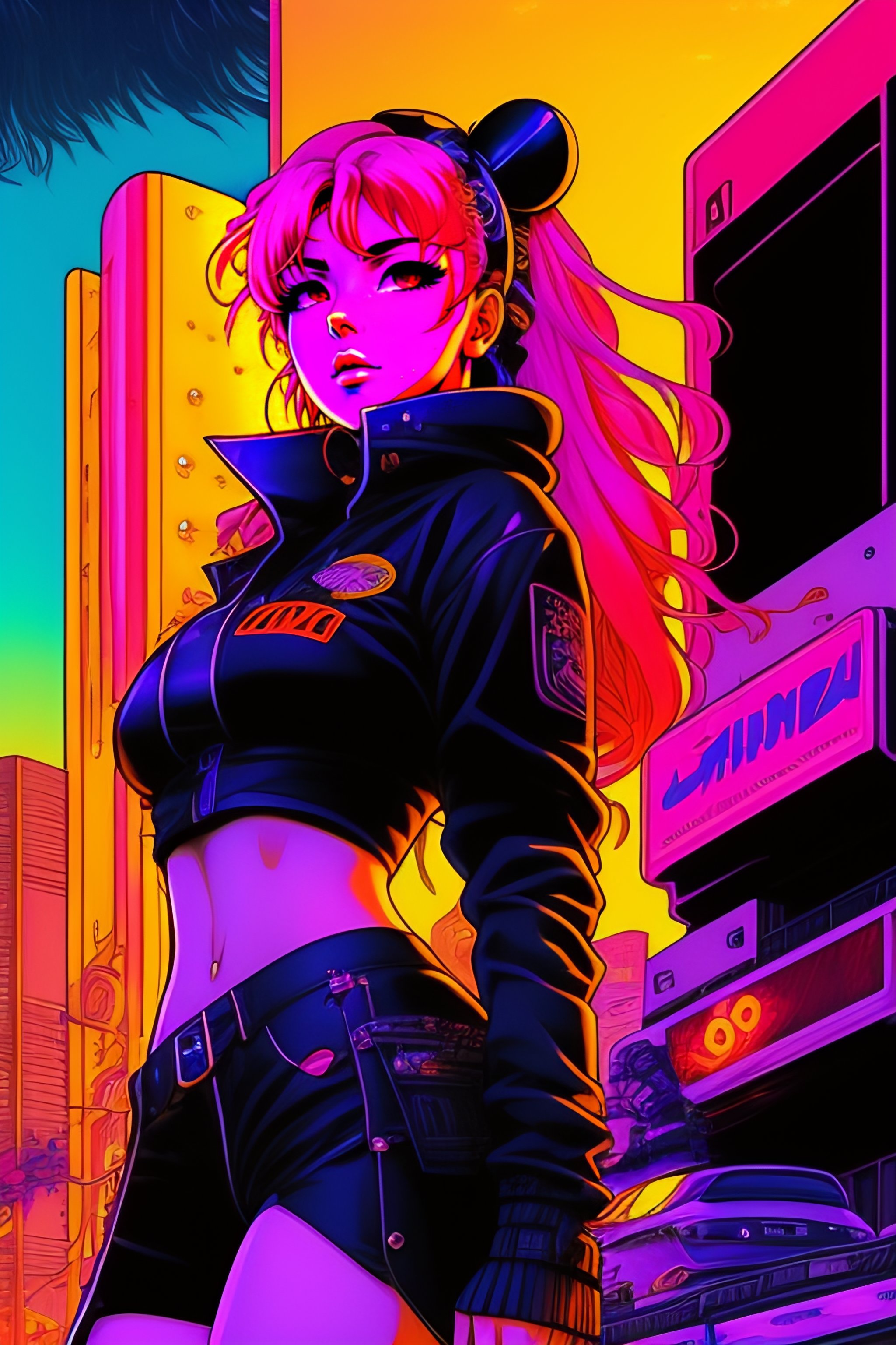 Lexica - Vintage style anime 90s. cluttered urban exterior, punk girl ...