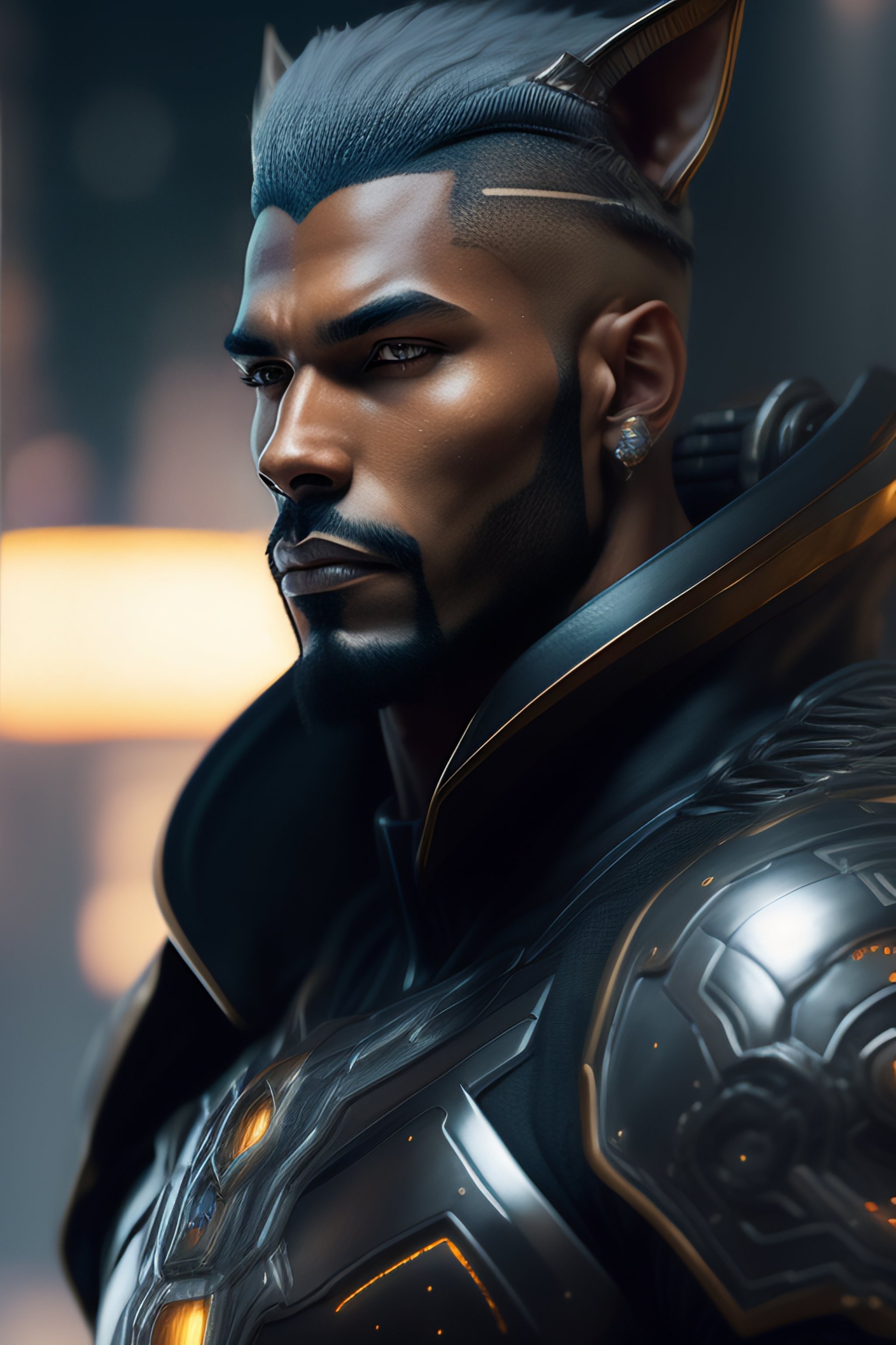Lexica - Portrait painting of a cybernetic grey werewolf man with power ...