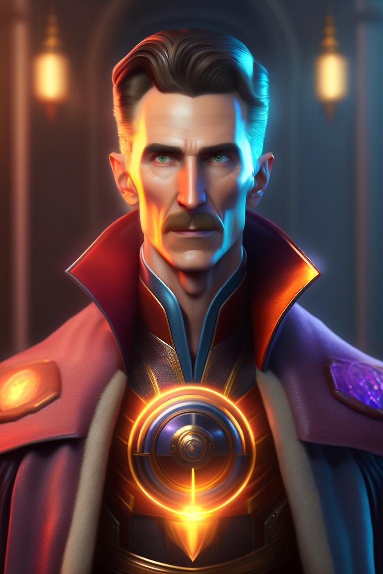 Lexica - Photorealistic portrait of Nikola Tesla as Doctor Strange in ...
