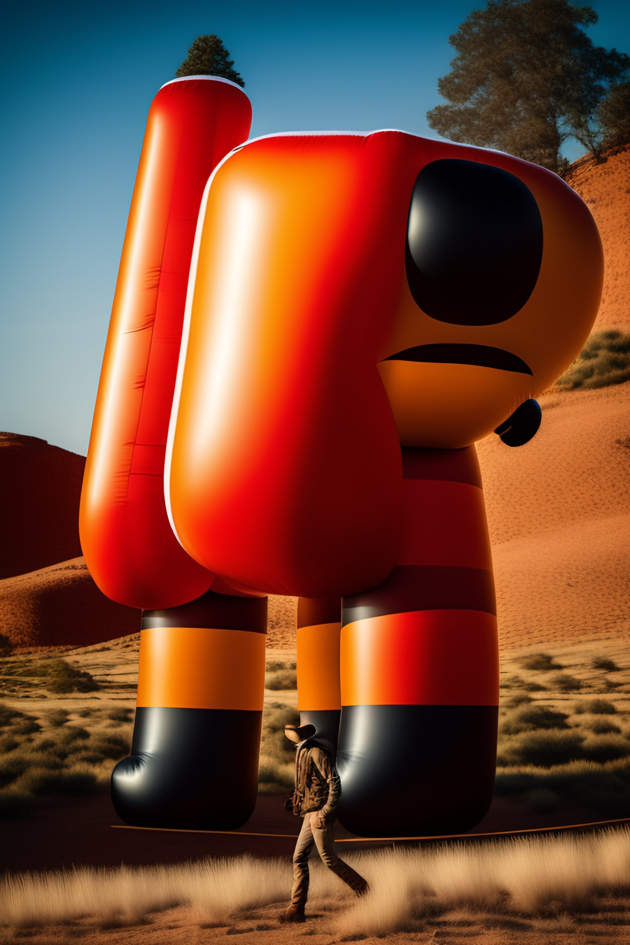 Lexica - Giant inflatable tube man, highly detailed, rugged, dramatic ...