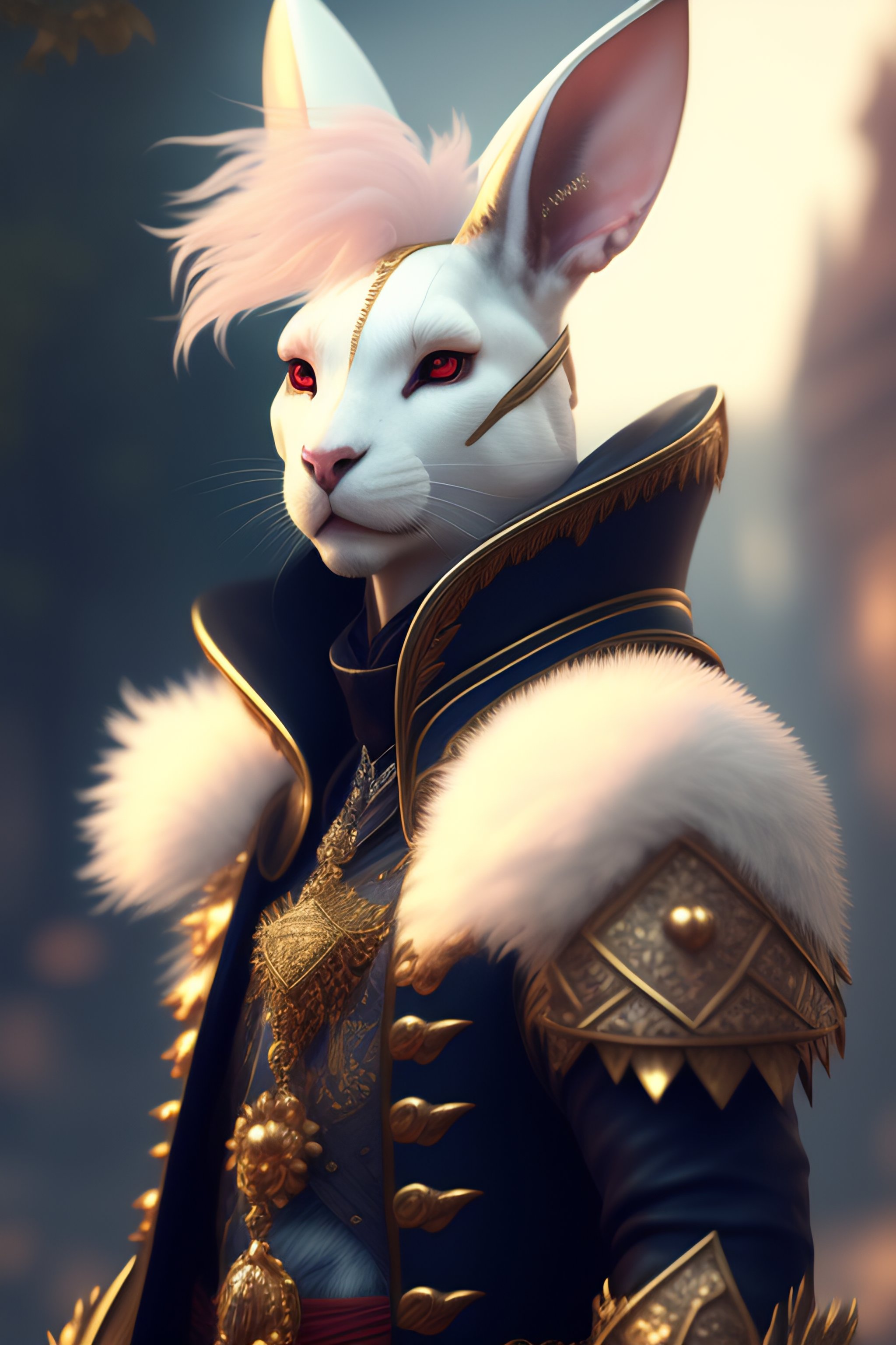 Lexica - An anthropomorphic white rabbit male wizard face dressed as a ...
