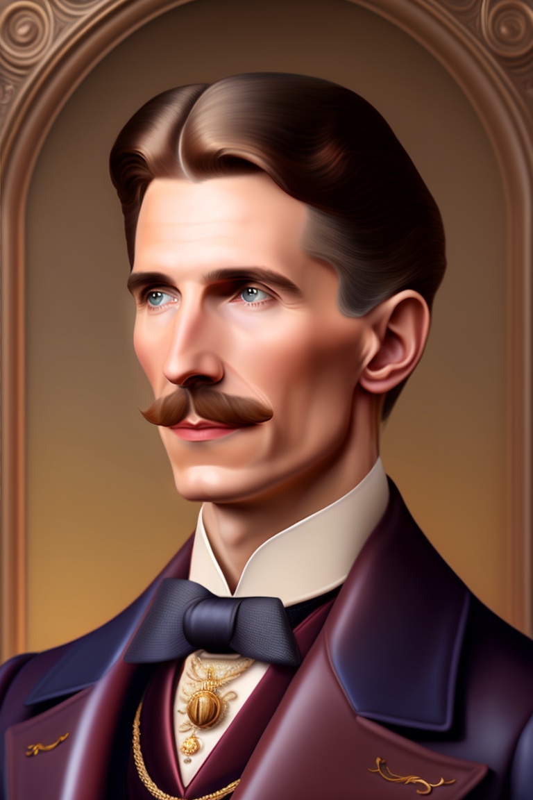 Lexica - Nikola tesla as realistic portrait, symmetrical, highly detailed