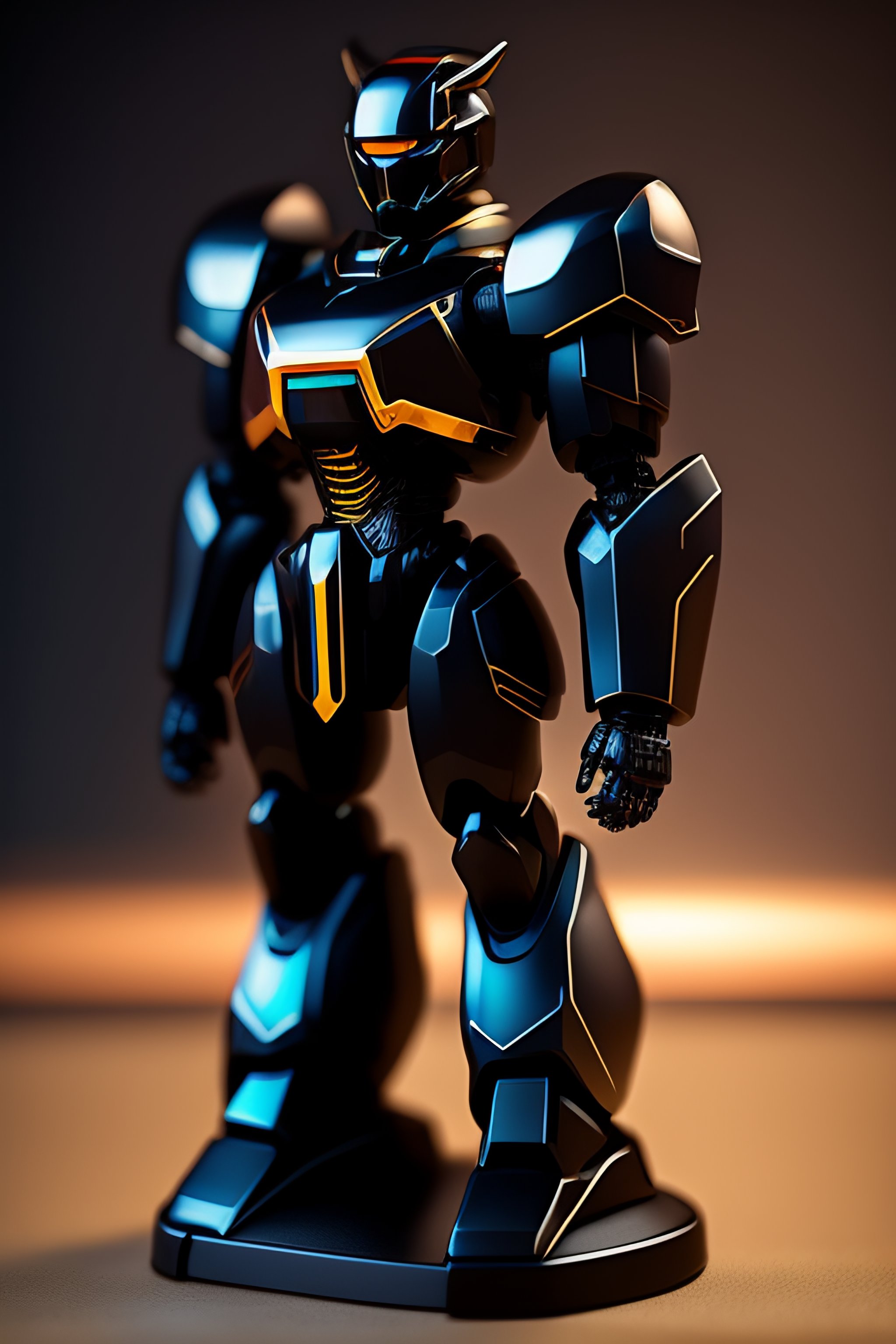 Lexica - A black and holographic mecha toy figurine