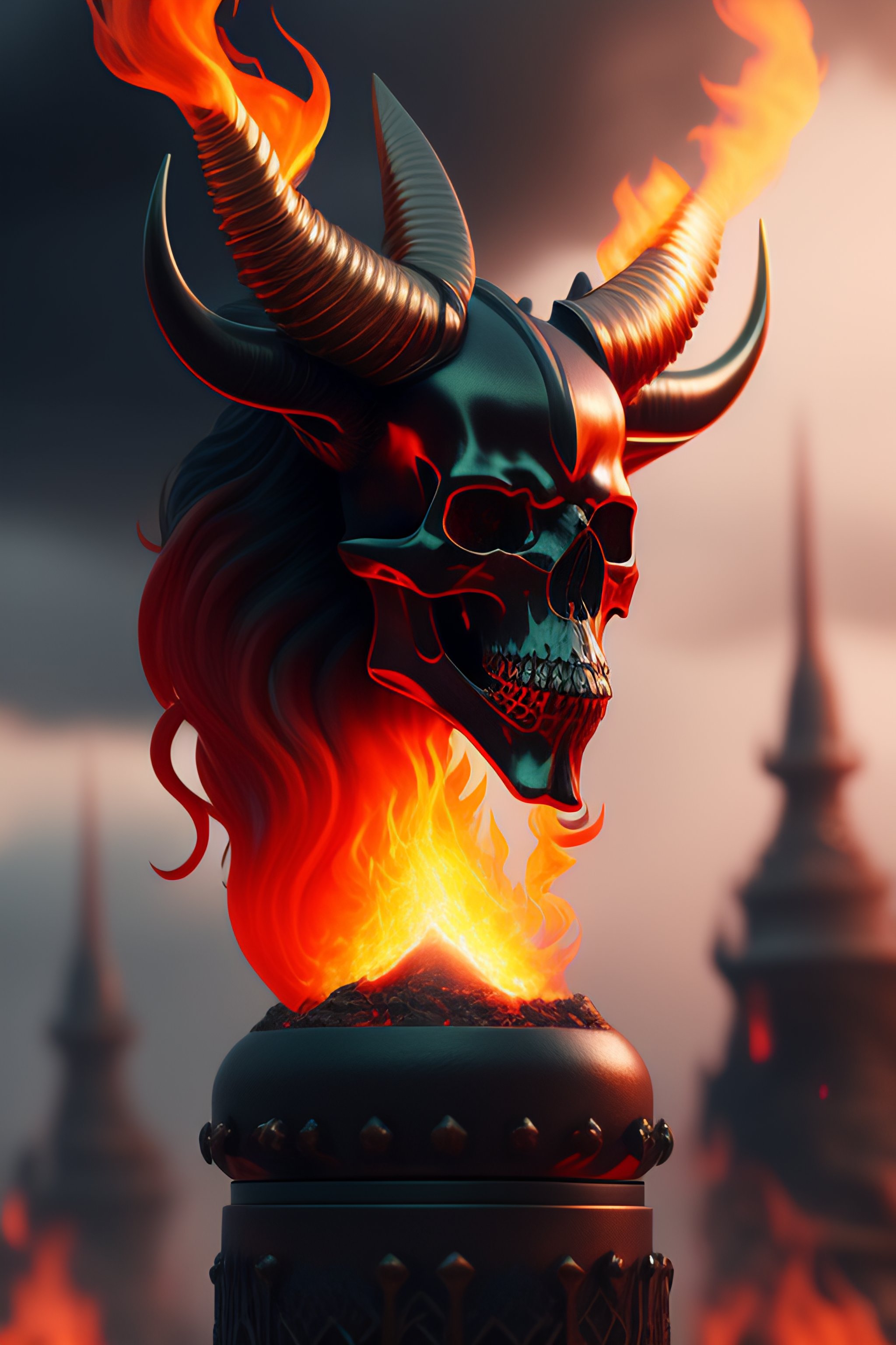 Lexica - Portrait of a bullet shot by the devil with his horns on fires ...