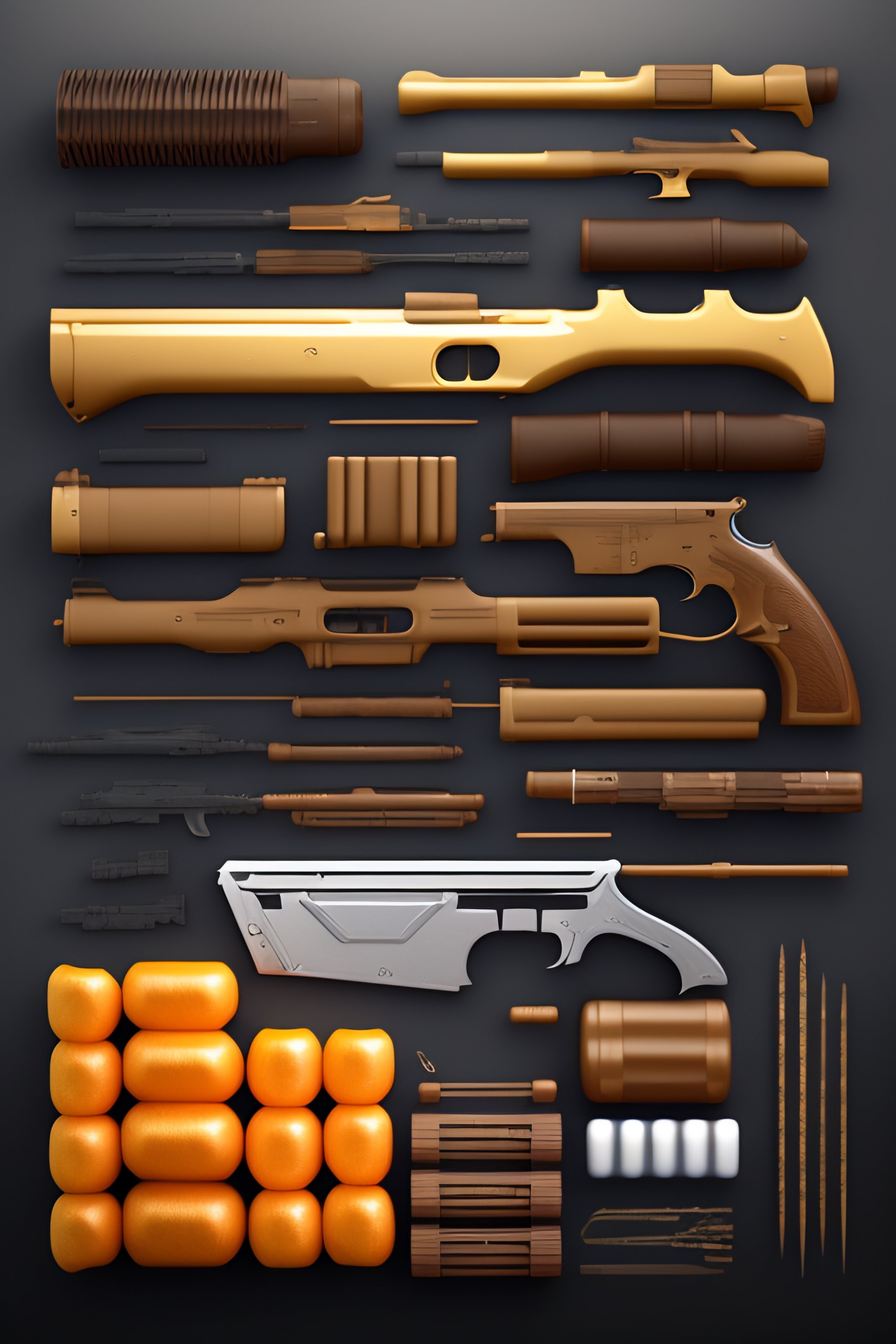 Lexica - Baby food, guns, grande, swords, weapon parts, knolling ...