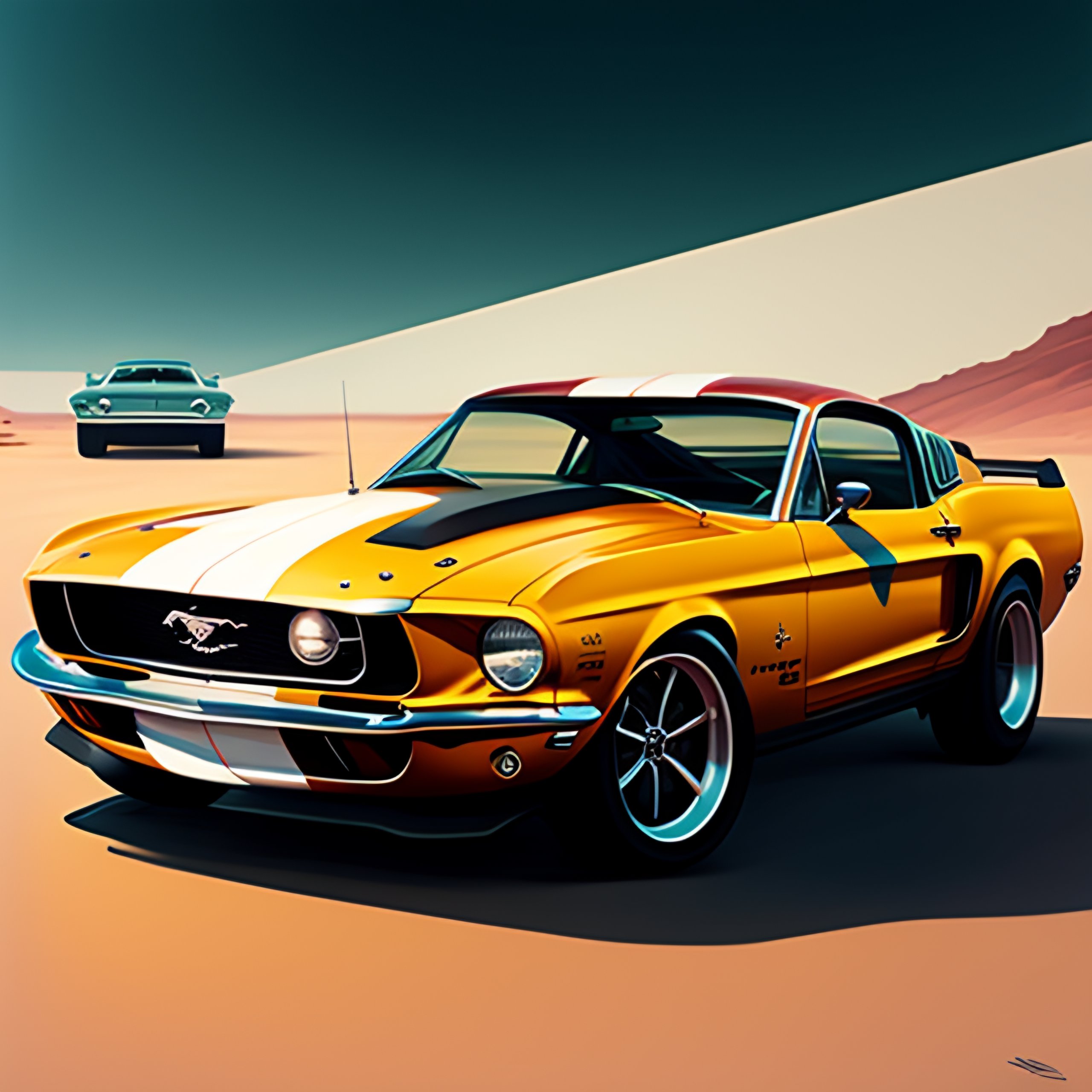 Lexica - Highly detailed portrait of a Ford Mustang GT, front view ...