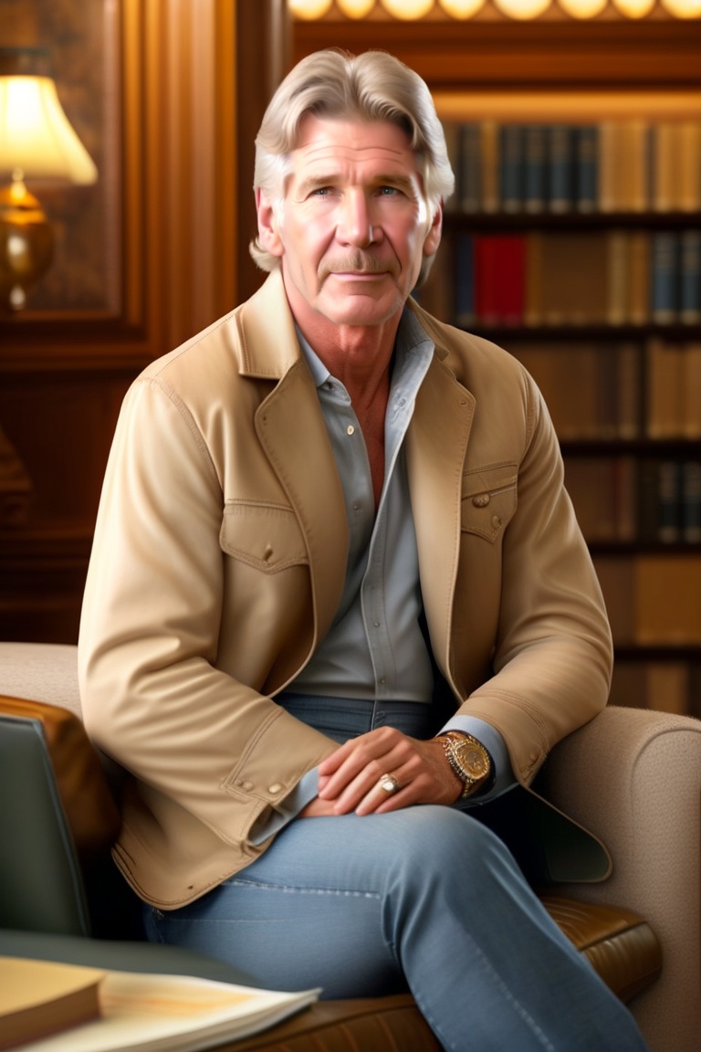 Lexica - Harrison ford, casual wearing, front facing , lokking fron ,hd ...