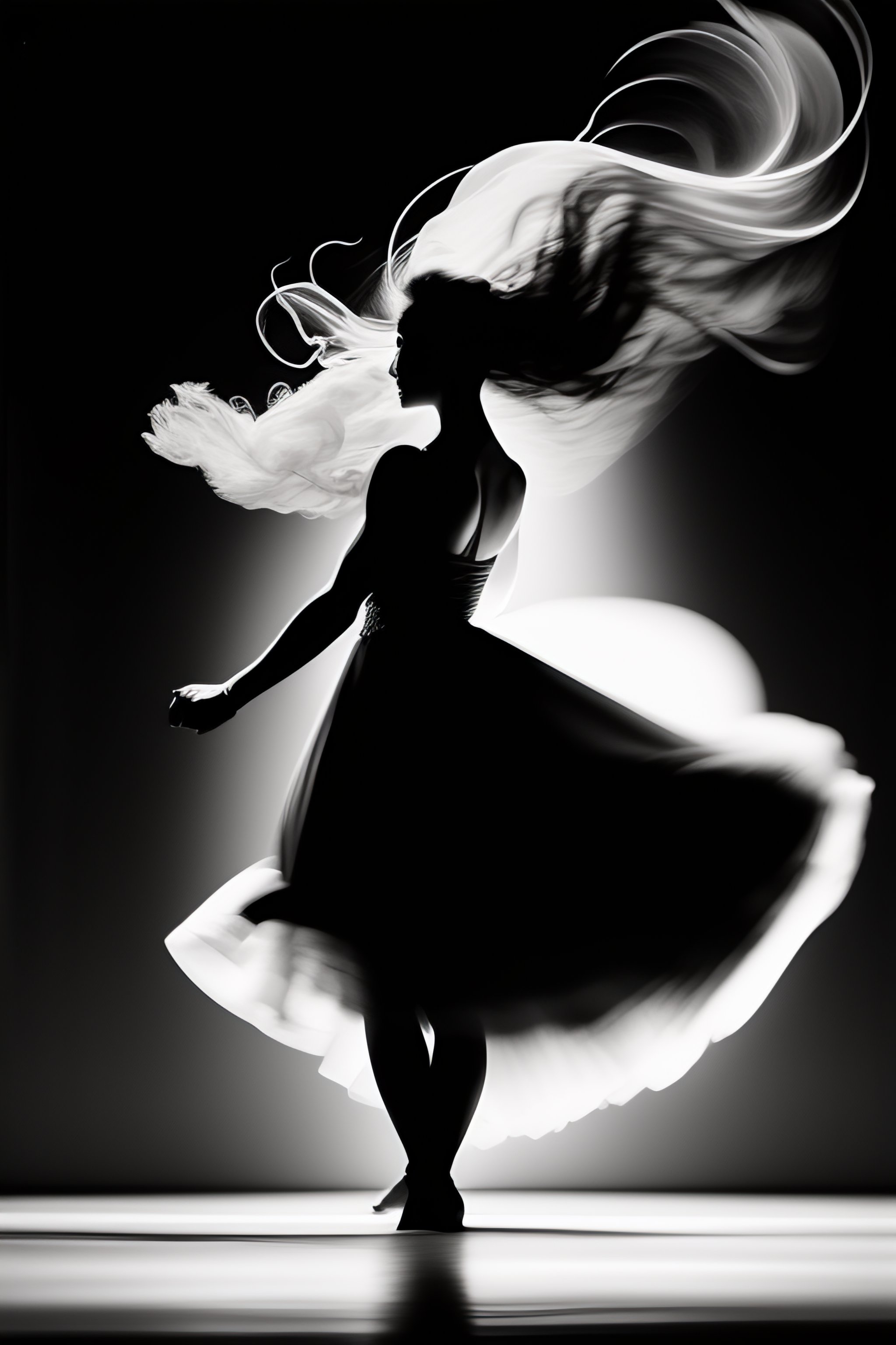 Lexica - Female dancer, abstract painting, dancing in the dark, glowing ...