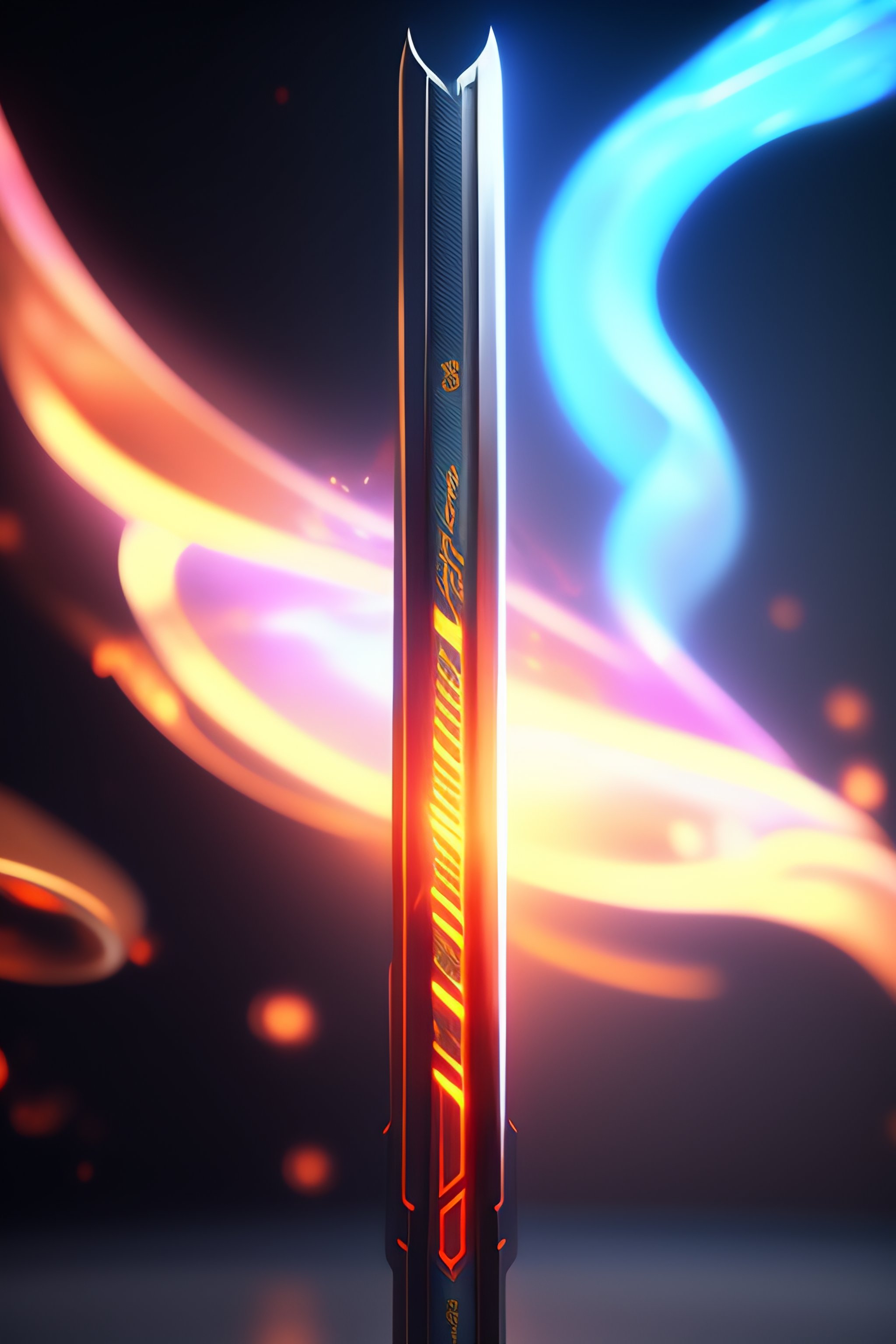 Lexica - Cyberpunk sword, sword effect, detailed fire aura, anime by ...