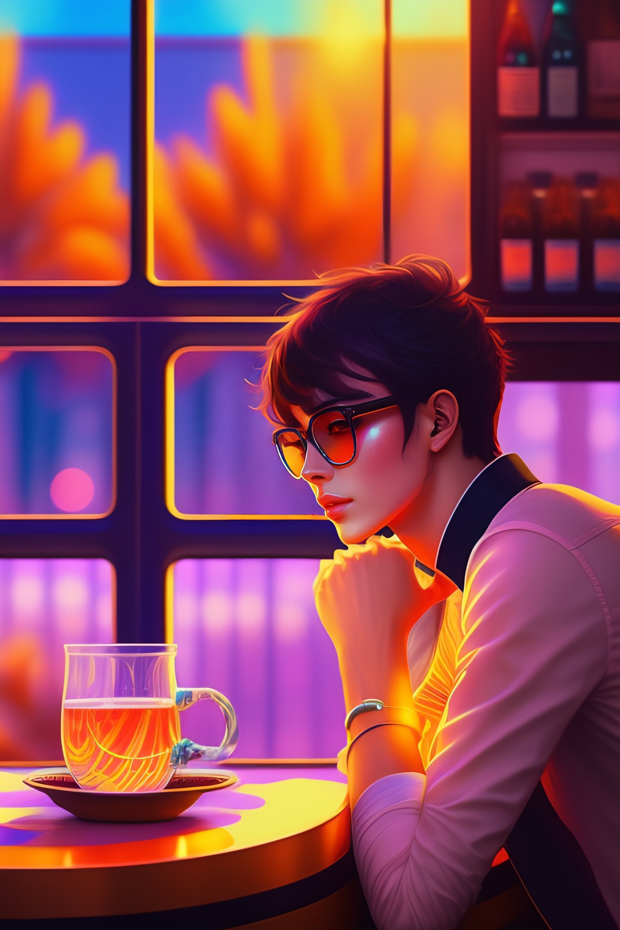 Lexica - A programmer in wayfarer glasses sitting psychedelic patterns ...