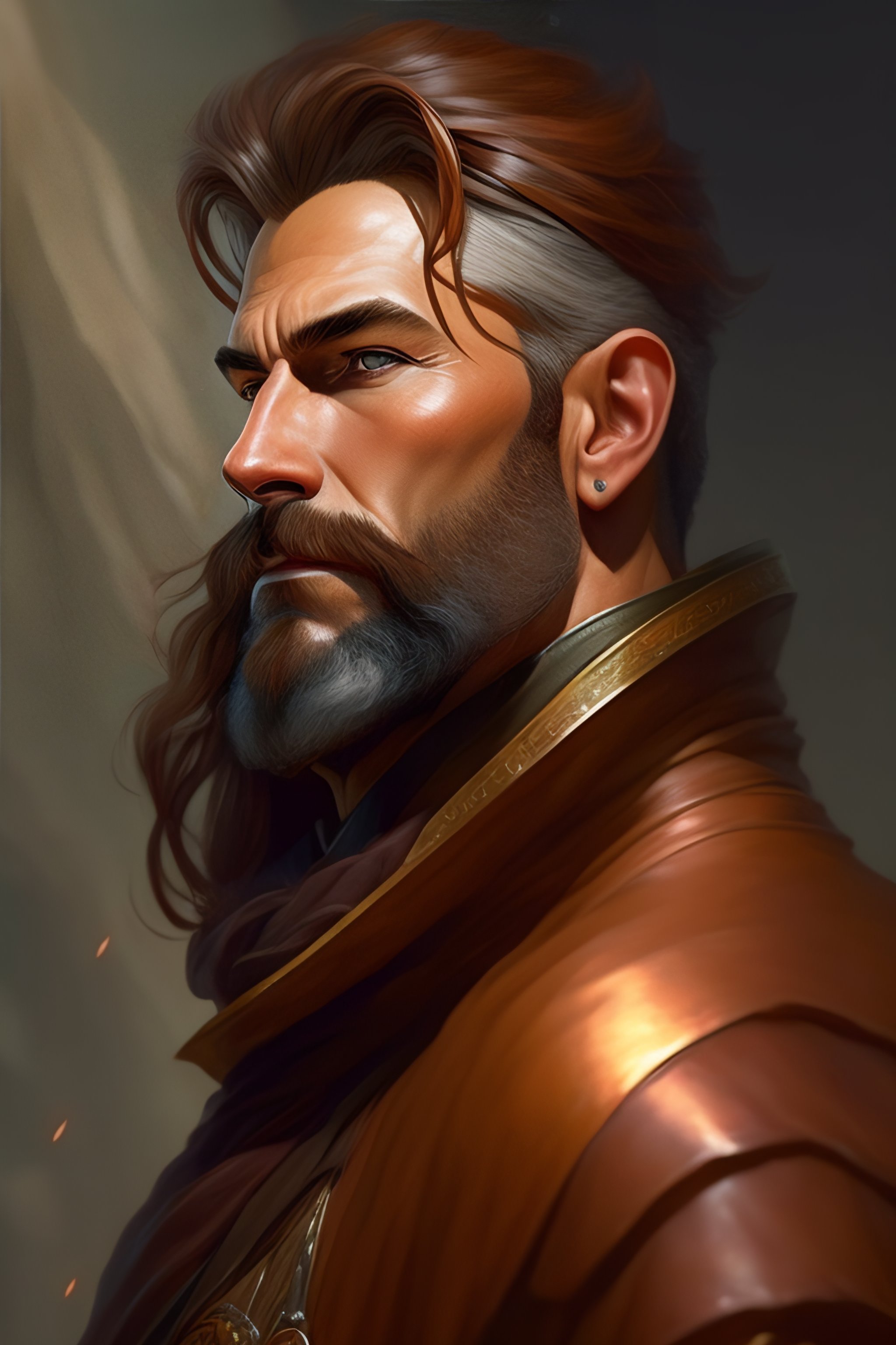 Lexica - D&D portrait, male, older, wrinkled, masculine, copper hair ...