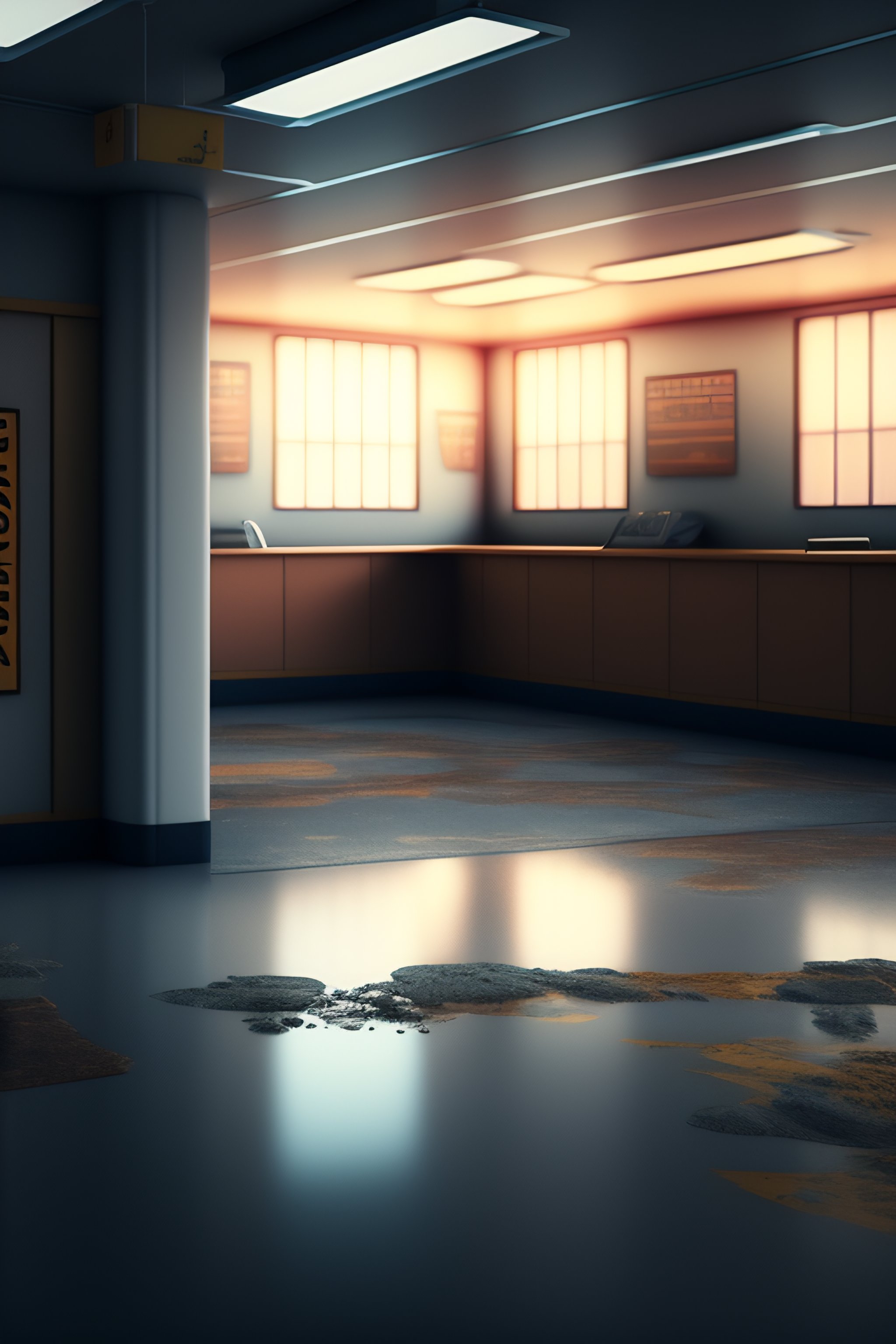 Lexica - Messy police station interior with nobody