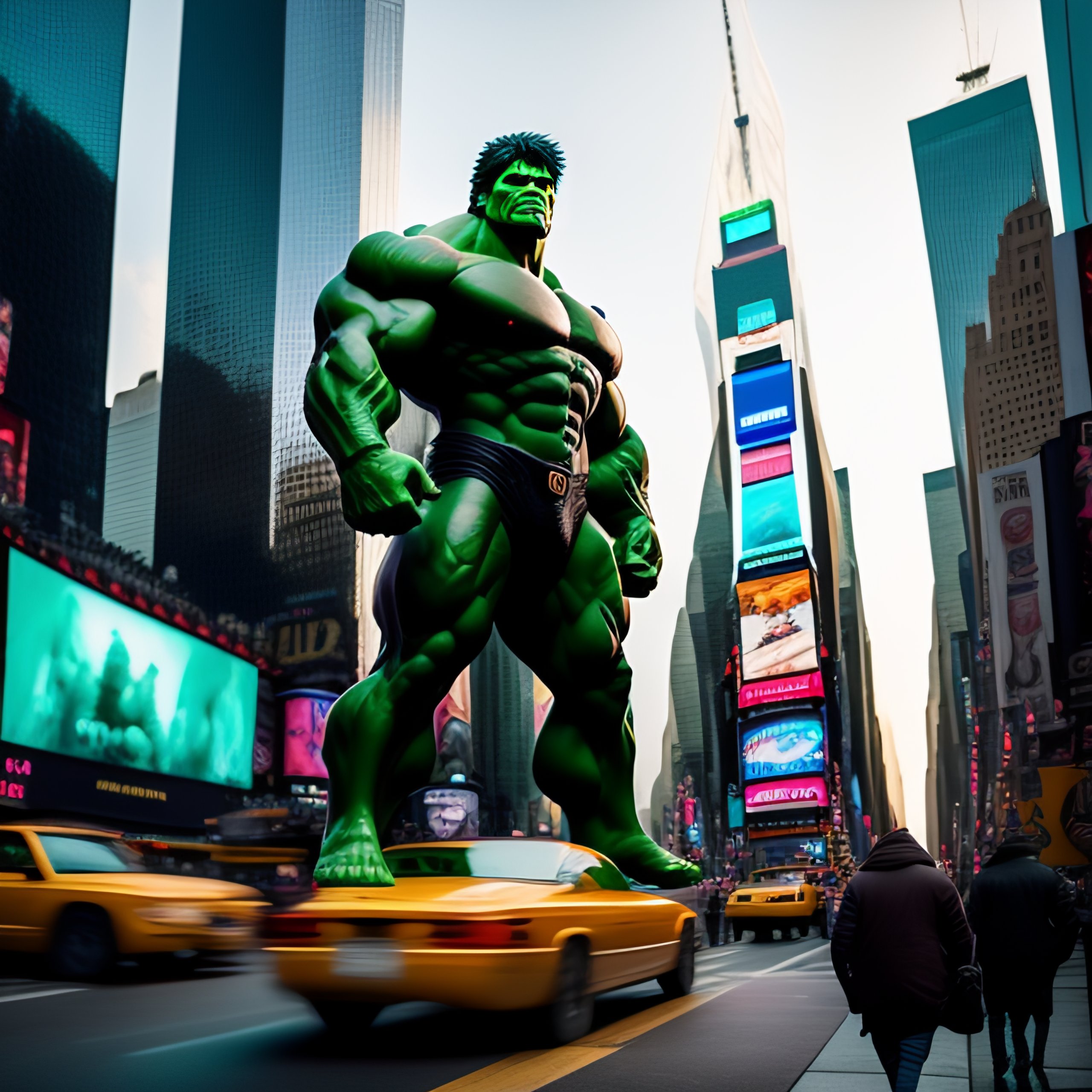 Lexica - The incredible hulk on times square, casual clothing, today's ...