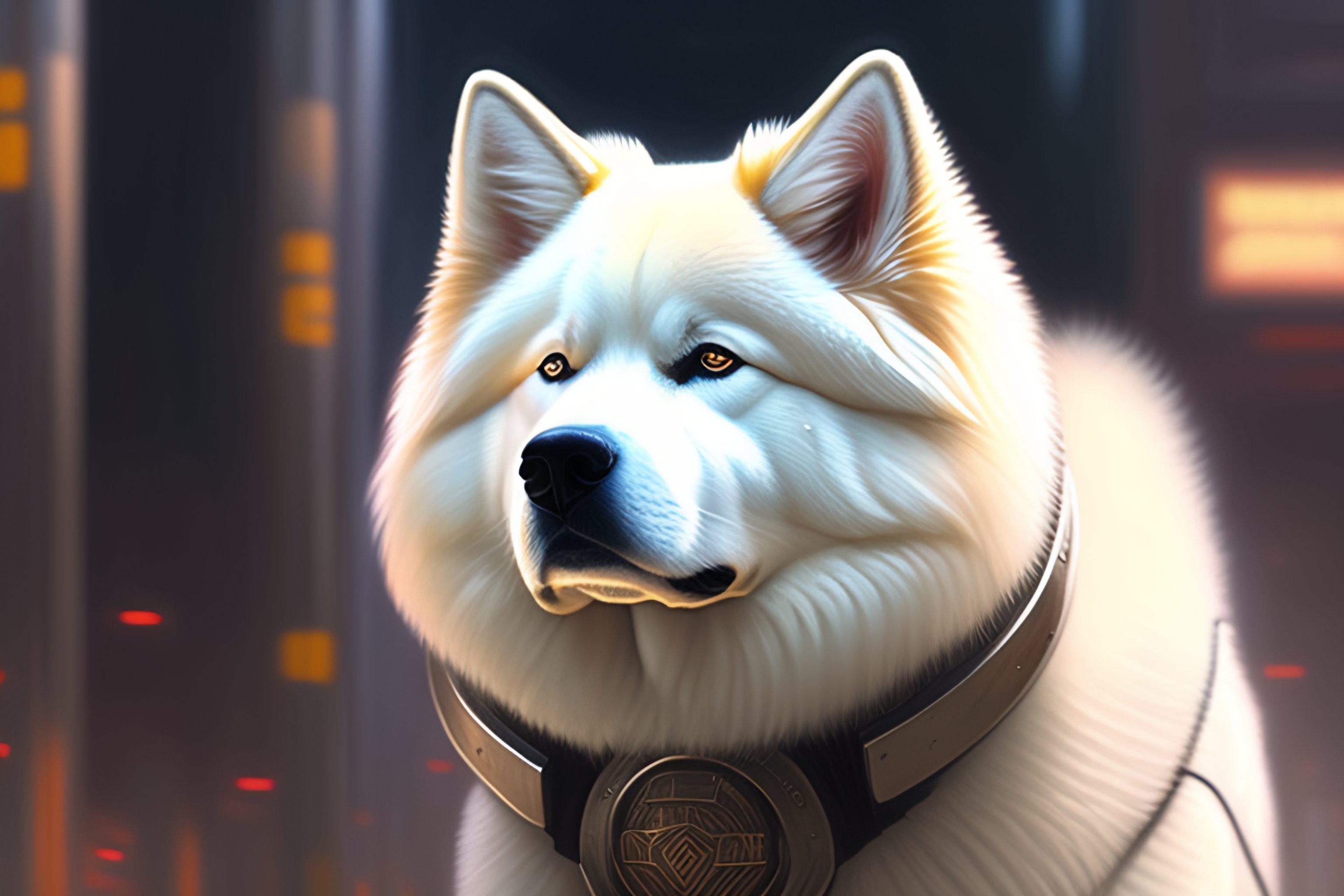 Lexica - A Samoyed Dog as the doomslayer, realistic scifi cyberpunk ...