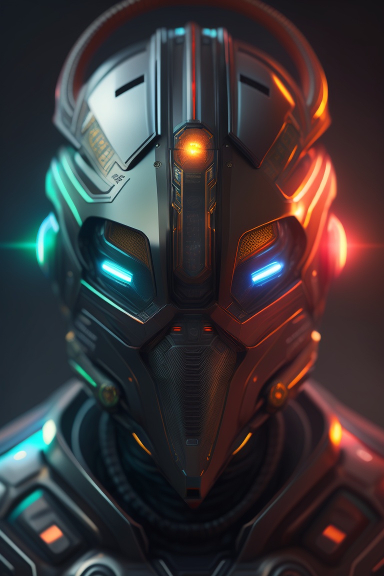 Lexica - A Cyborg-Alien Head, Futuristic Cyberpunk 3D Photorealistic