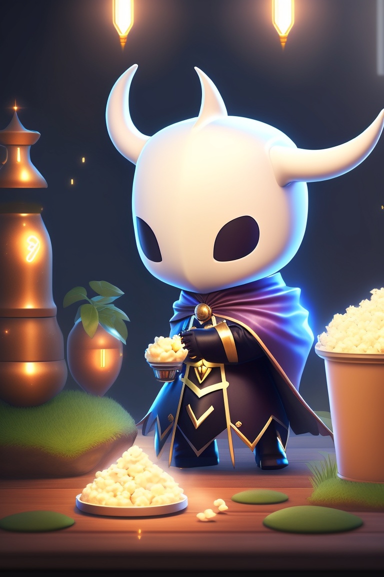 Lexica - Hollow knight playing zelda ,ps5 gamepad, popcorn, digital art