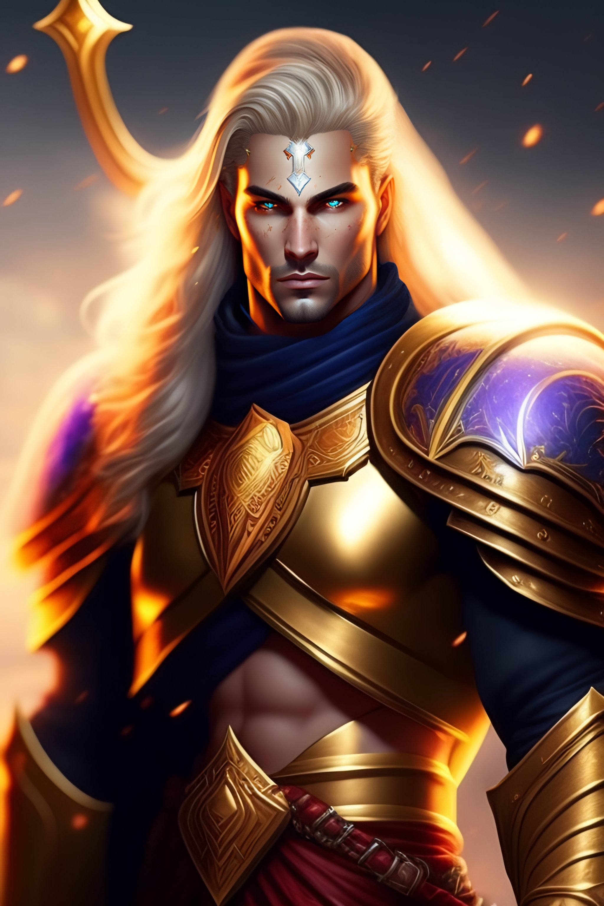 Lexica - Aasimar paladin divine smite men