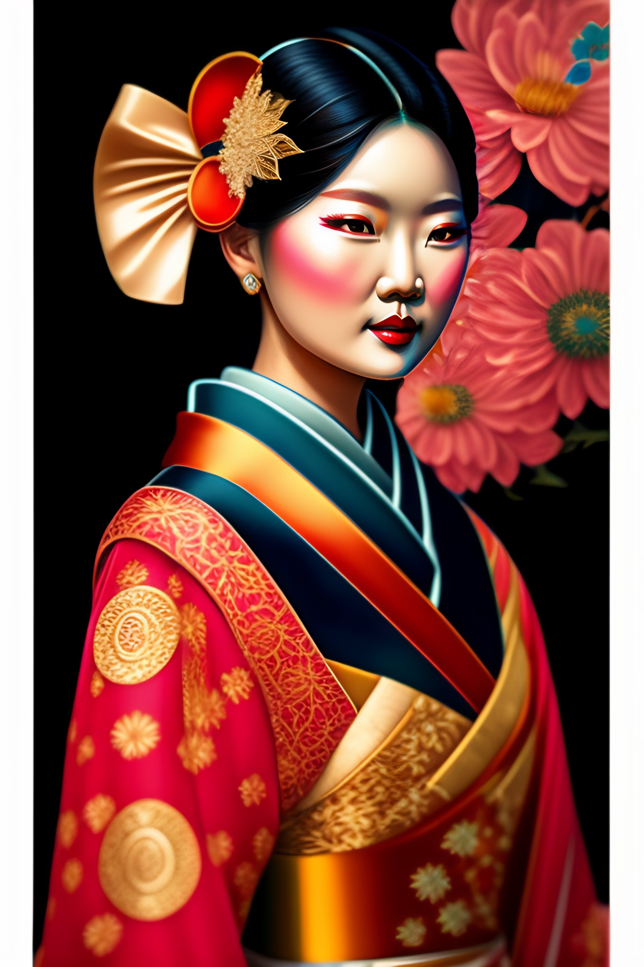 Lexica - Inspired tarot card detailed kimono and geisha bow portrait ...