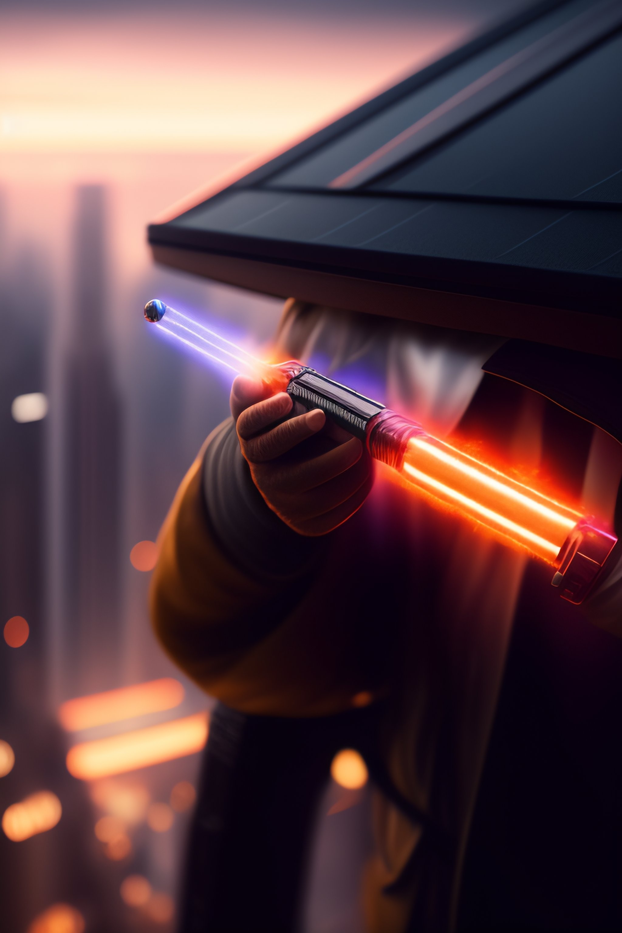 Lexica - Portrait of a luke skywalker holding a sable laser in his ...