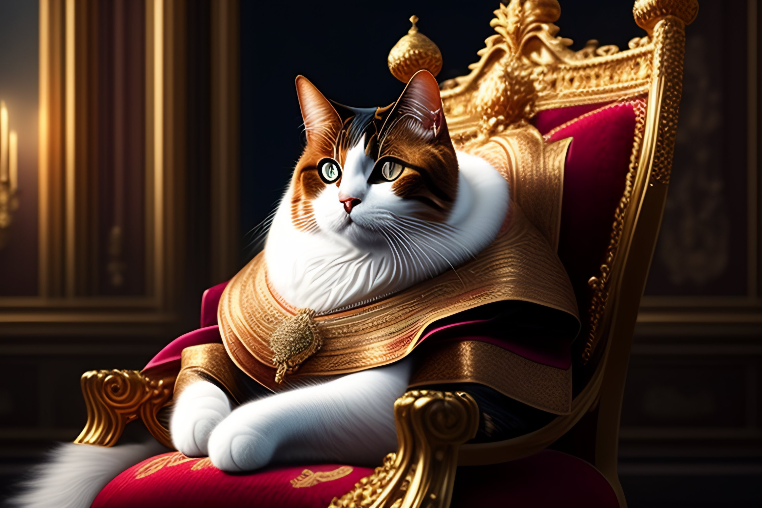 Lexica - A portrait of british cat as a king sitting on a throne, cute
