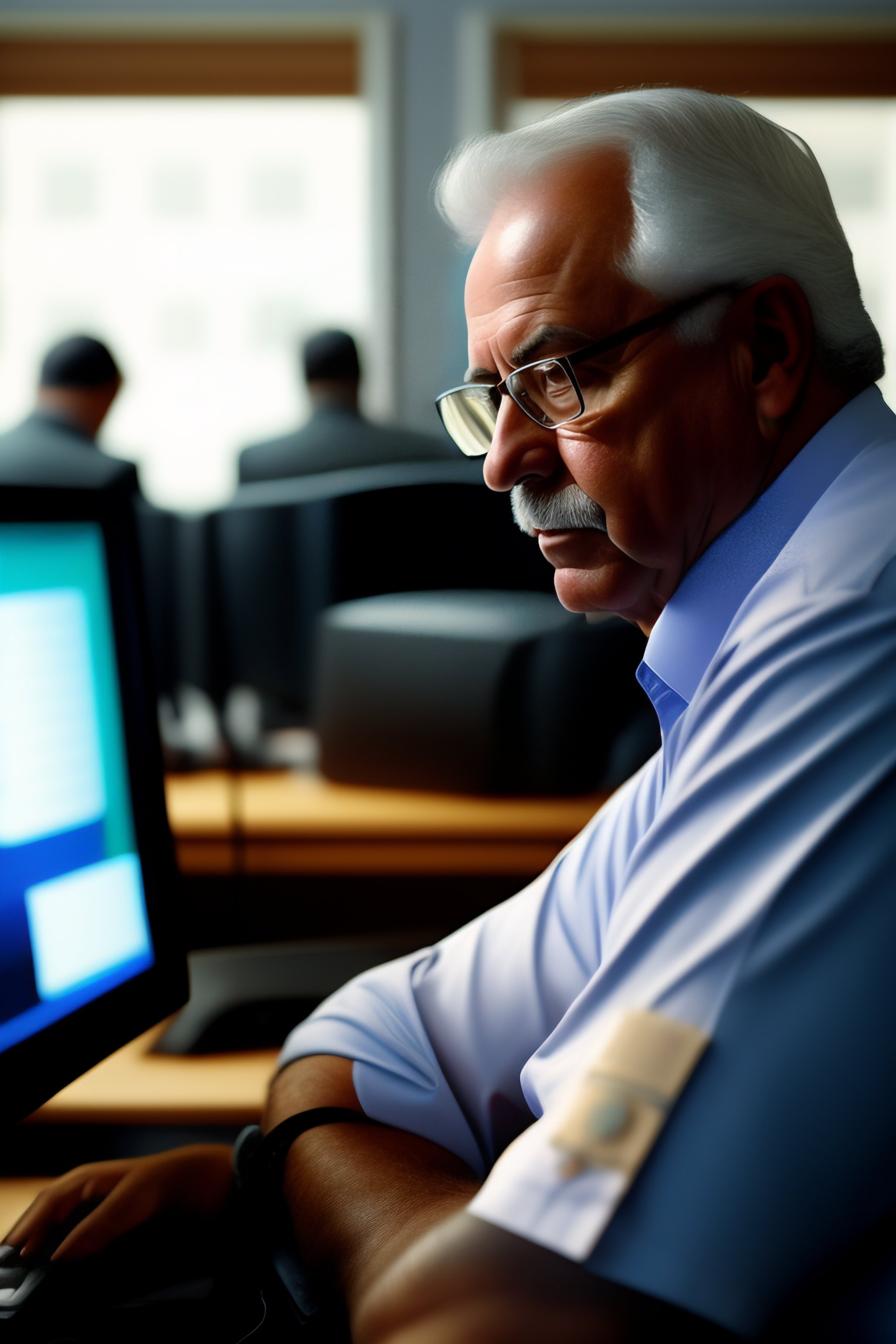 Lexica - Portrait of Gary Heller at Desk with Computers