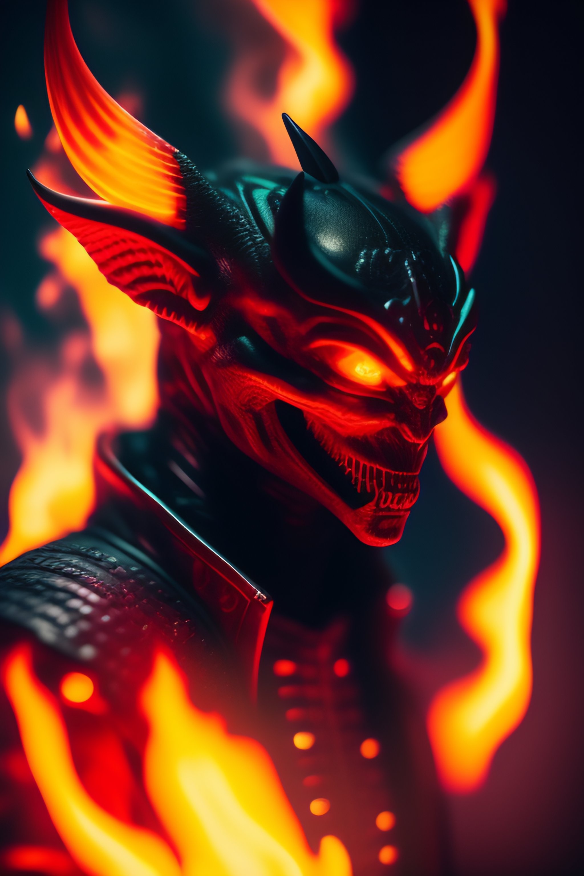 Lexica - A devil alien shooting fire from eyes