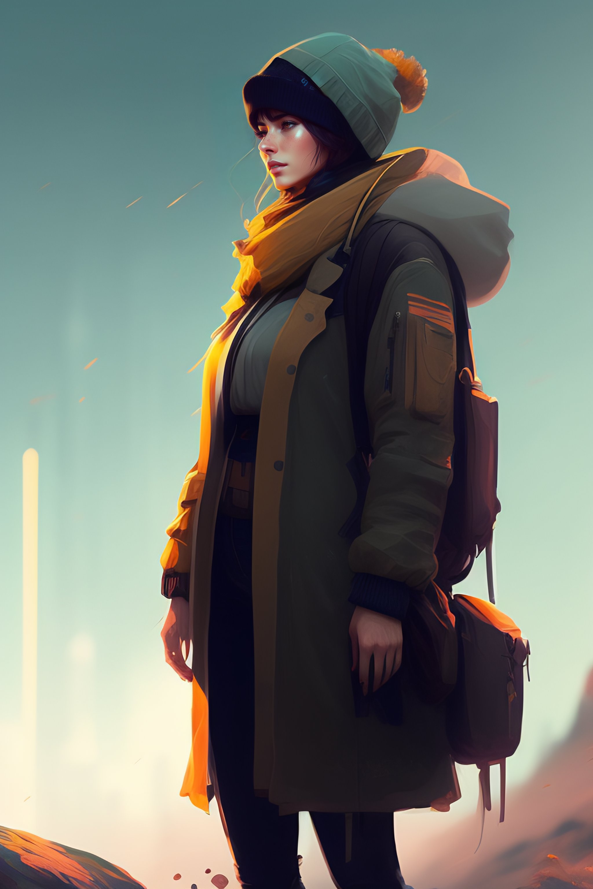 Lexica - Medium shot of a typical character in the style of ismail inceoglu