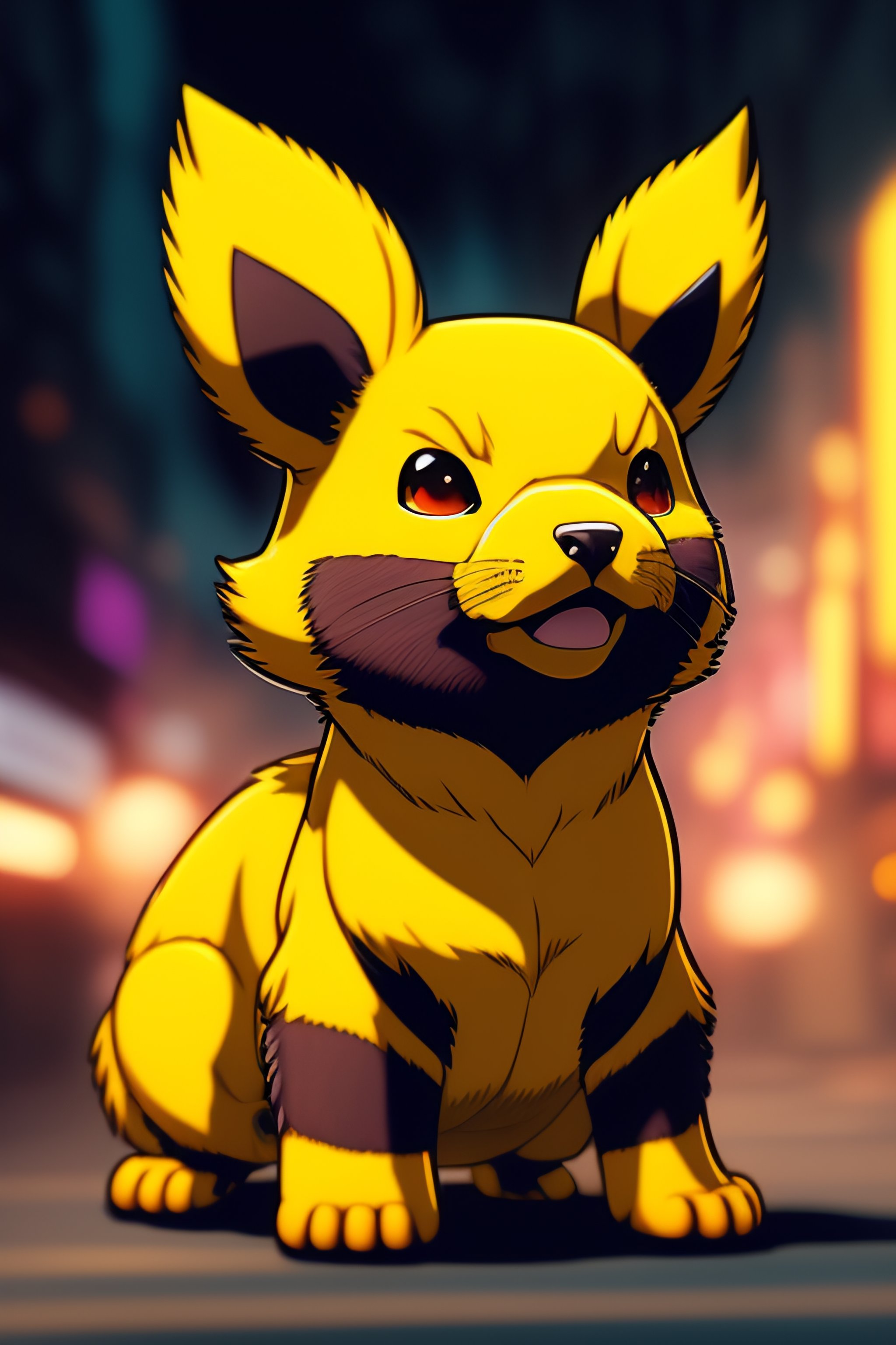 Lexica - Anime illustration of a yellow wolverine like pokemon