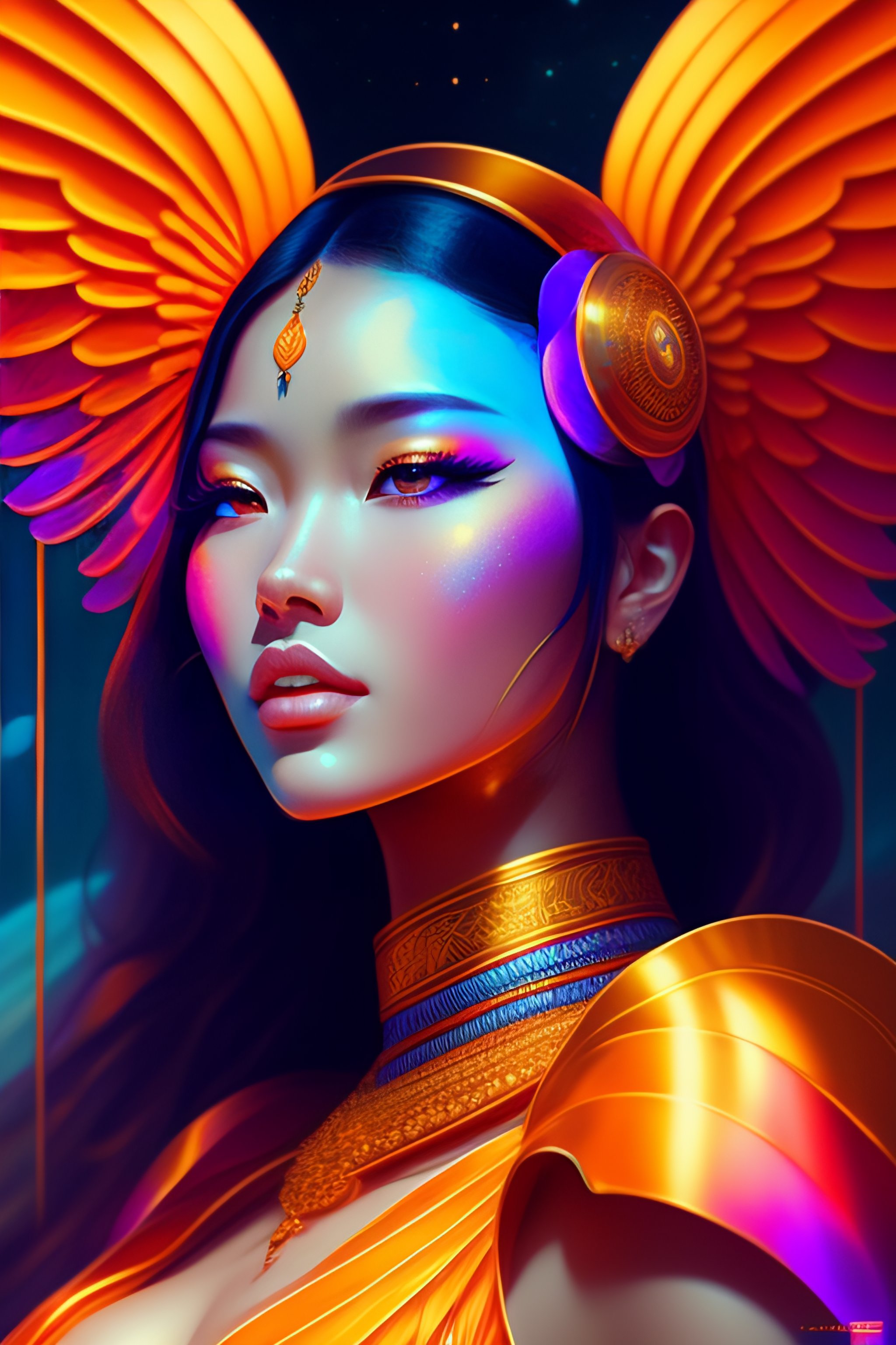 Lexica - Kyrgyz girl, a cybernetic goddess, vaporwave aesthetic ...