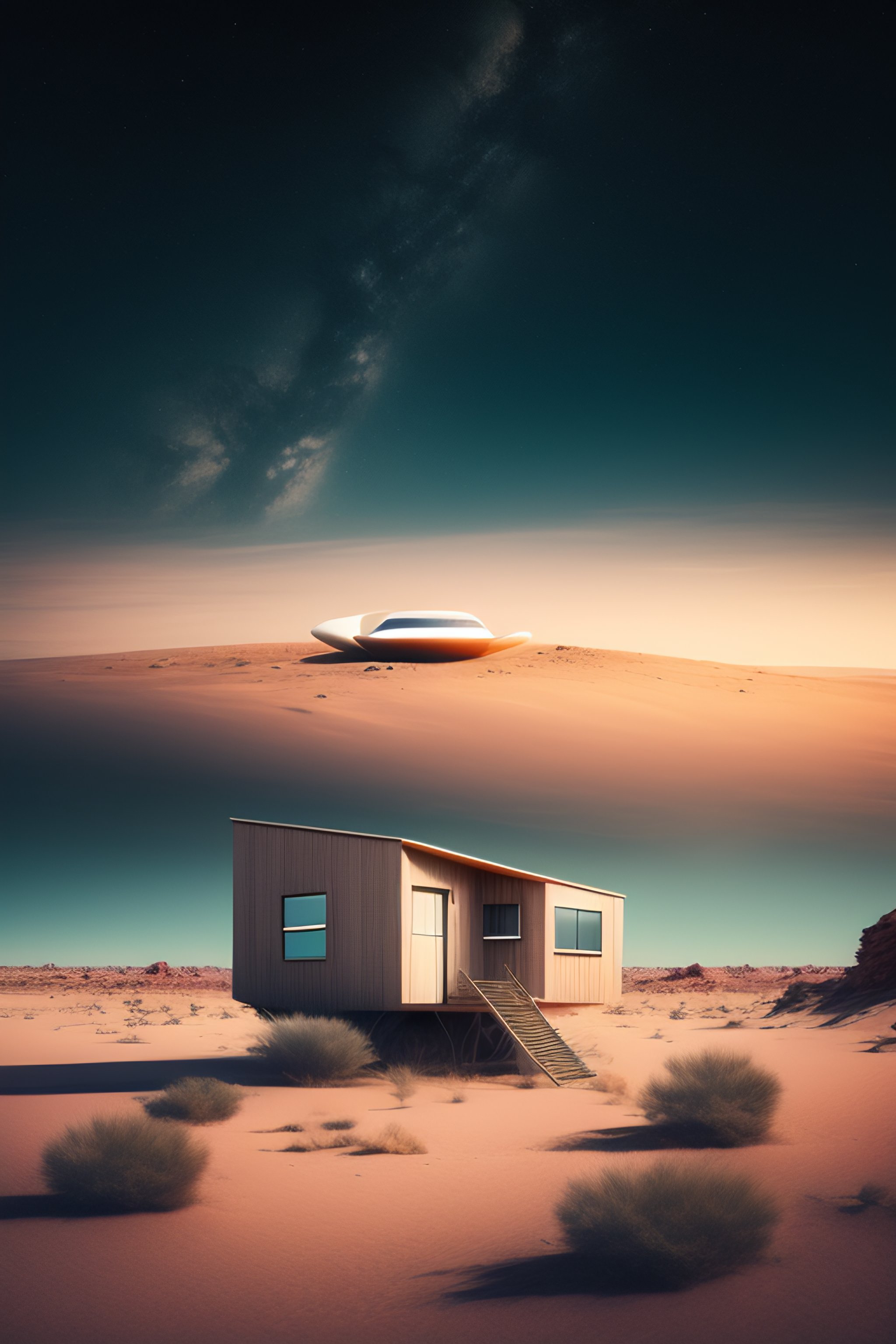 Lexica - A house in space in front of a desolate wasteland
