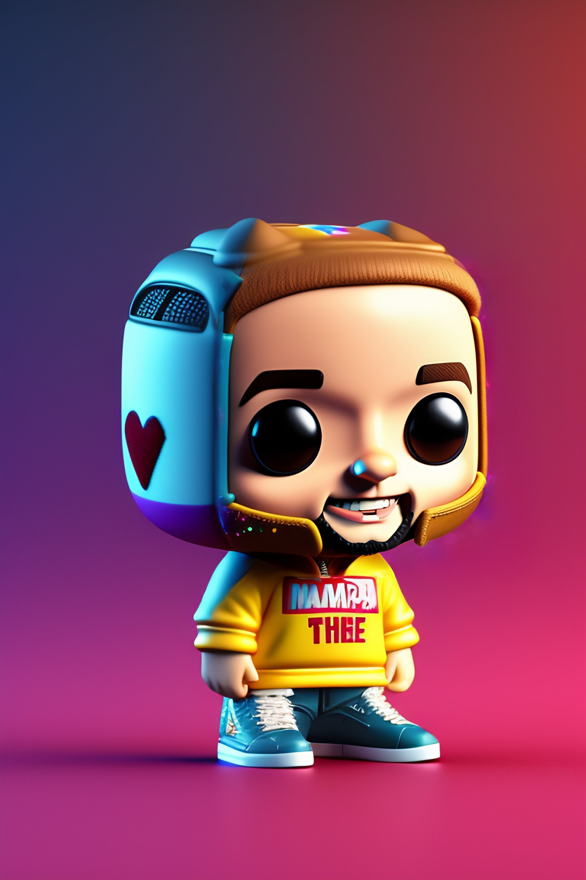 Lexica - 3d render of funko pop "Mac Miller" light guy hazel eyes a ...