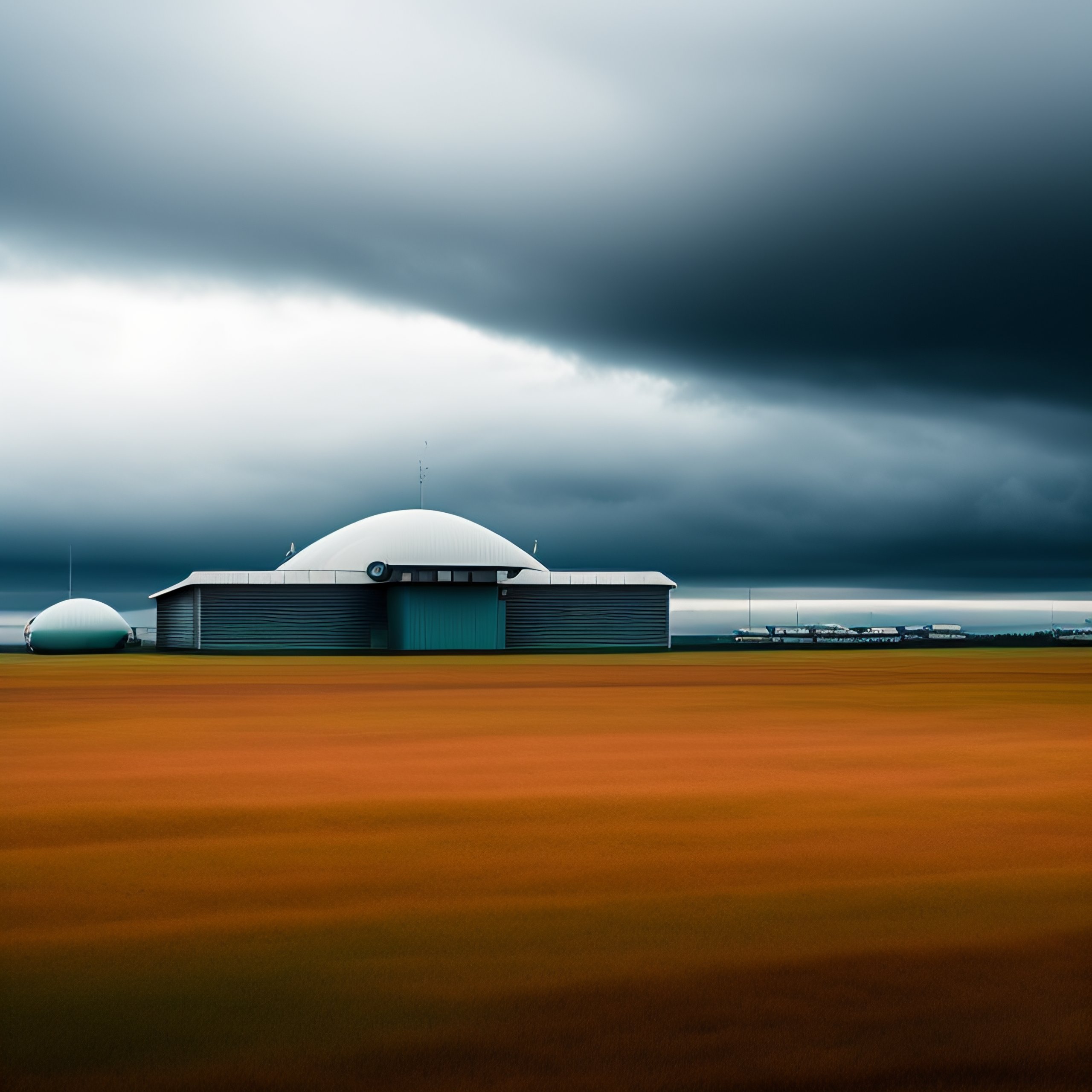 Lexica - A military base in an open field on a rainy day