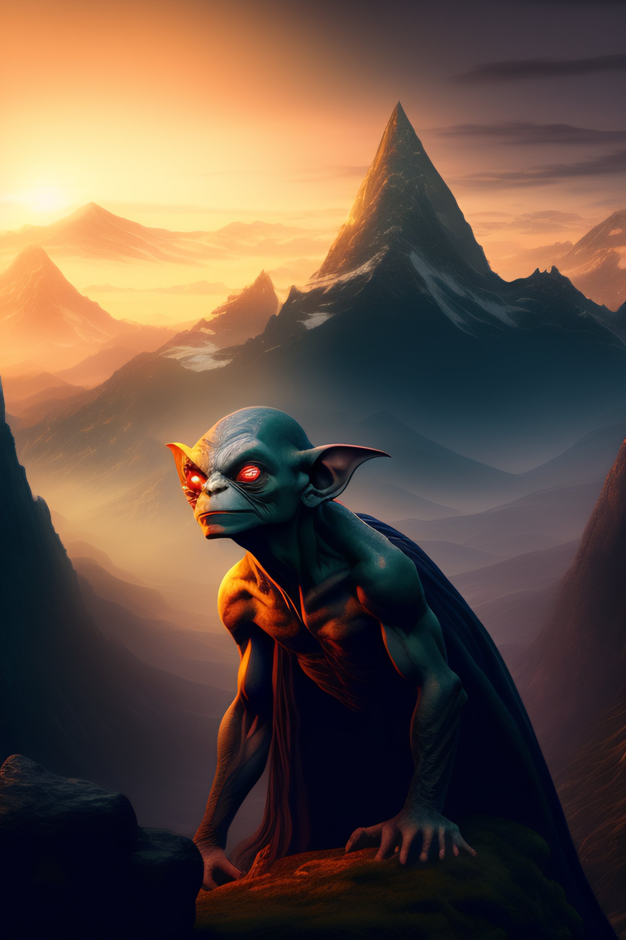 Lexica - Gollum in lord of the rings, in 80s style dark mythical ...