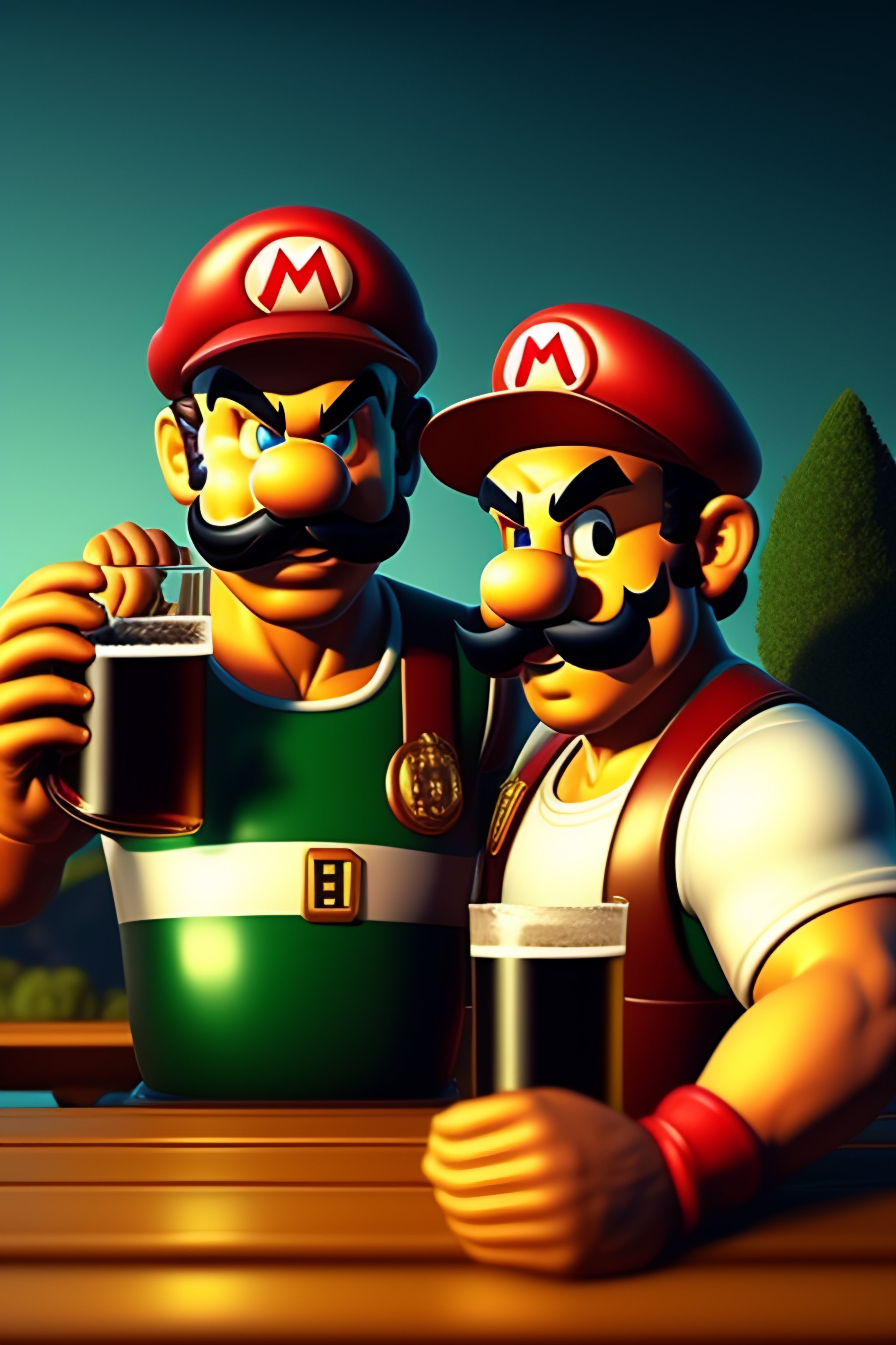 Lexica - Mario and Luigi drinking beers