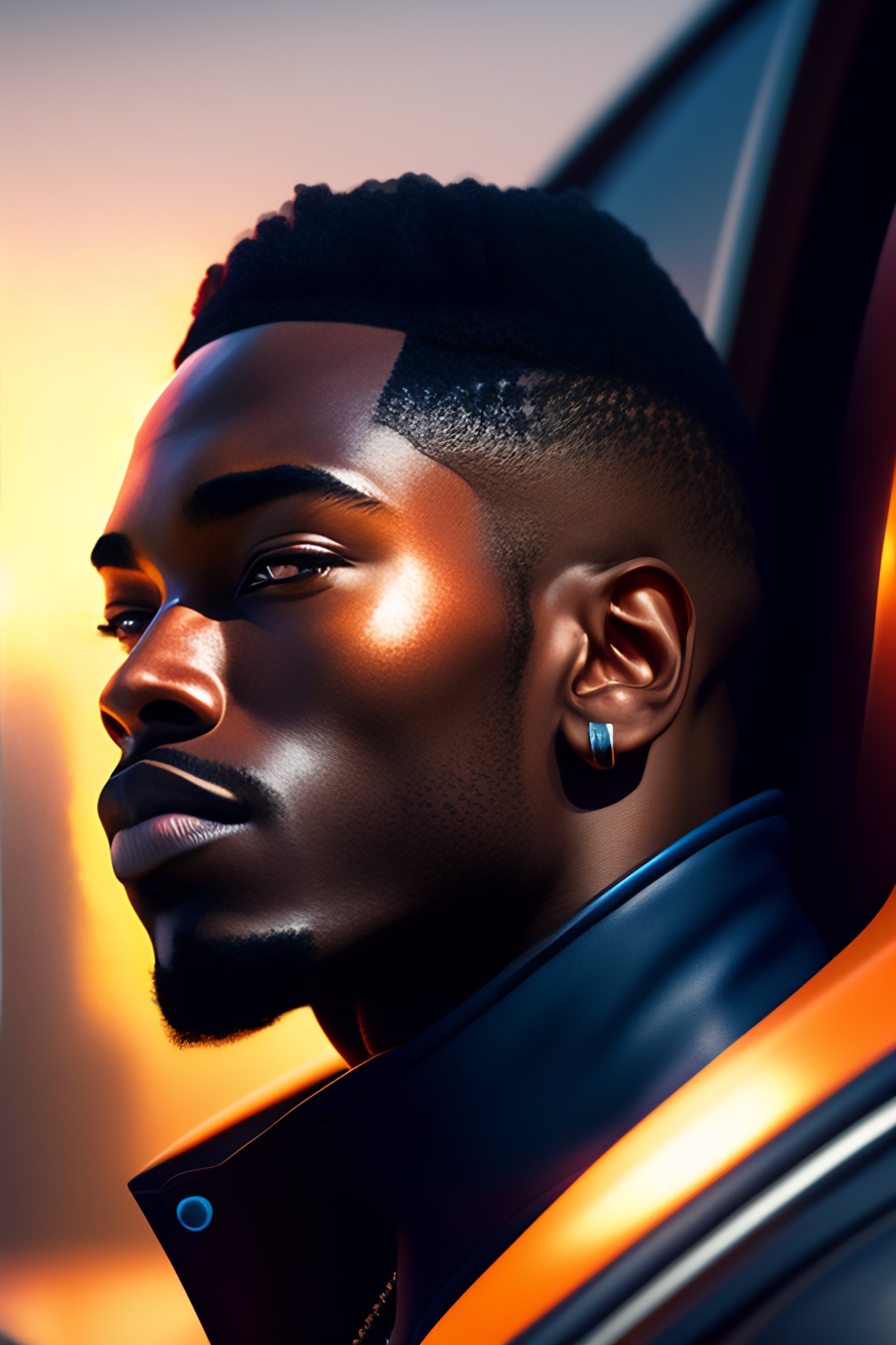 Lexica - Professional portrait of young black man with waves holding a ...