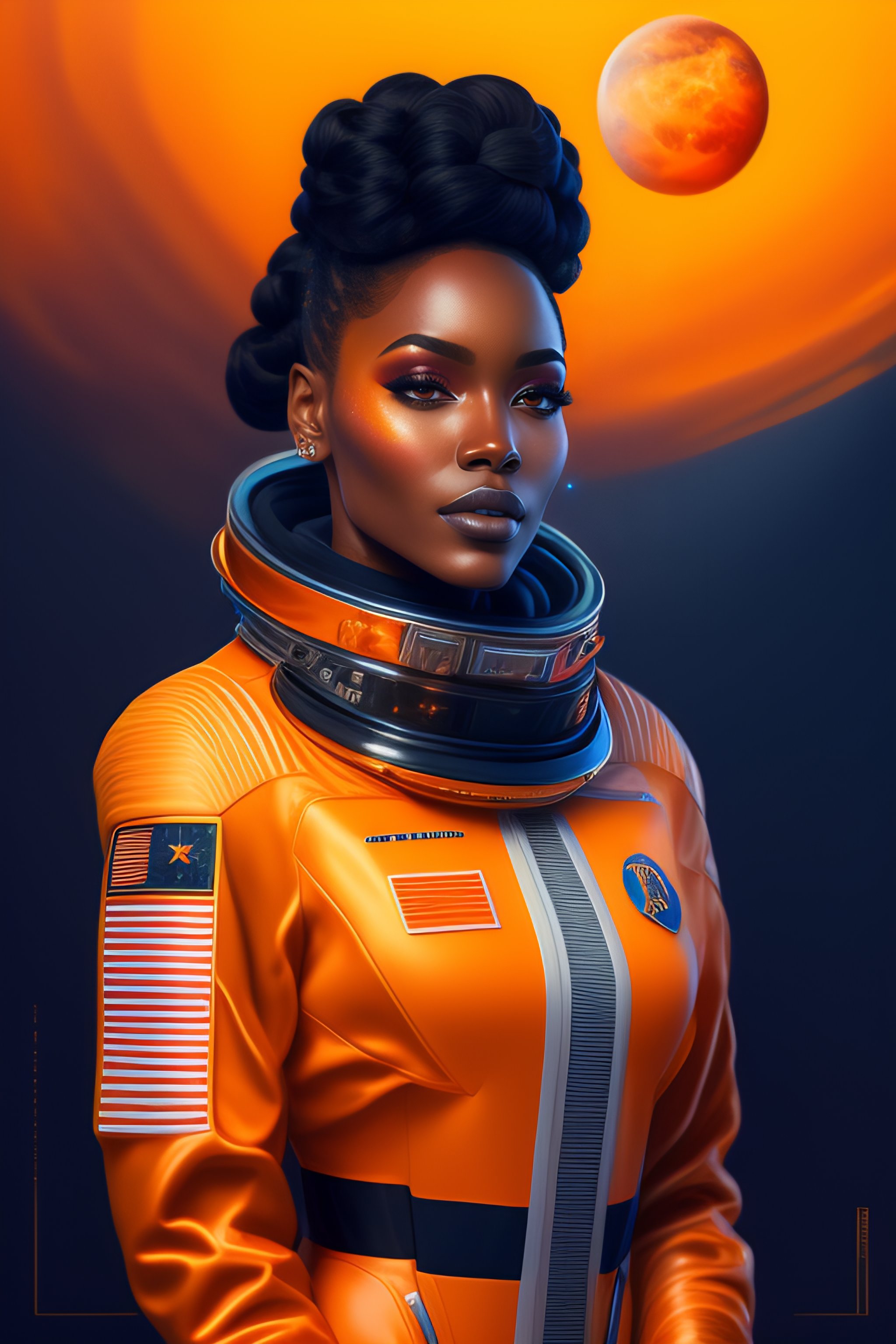 Lexica - Full length portrait of a young black woman as an astronaut ...