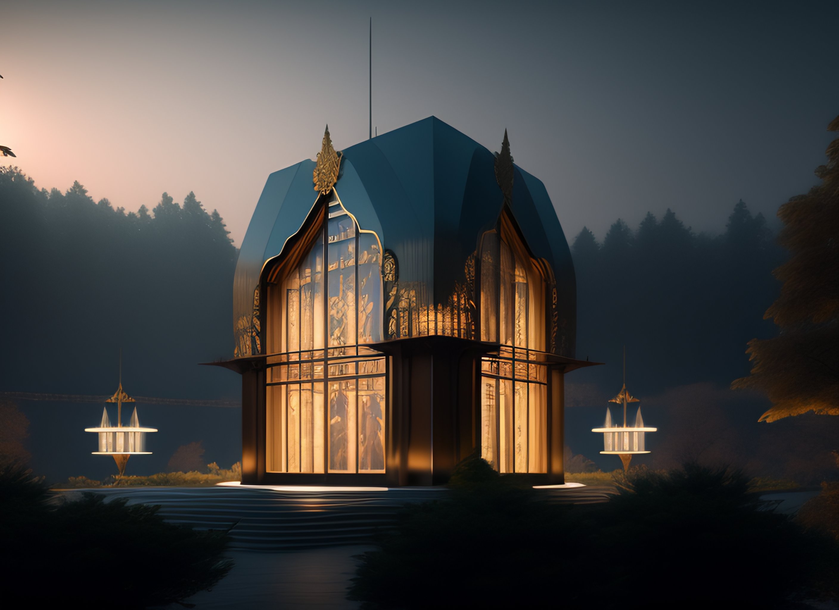 Lexica - Epic shot of a huge lighting in a beautiful glass box, complex ...