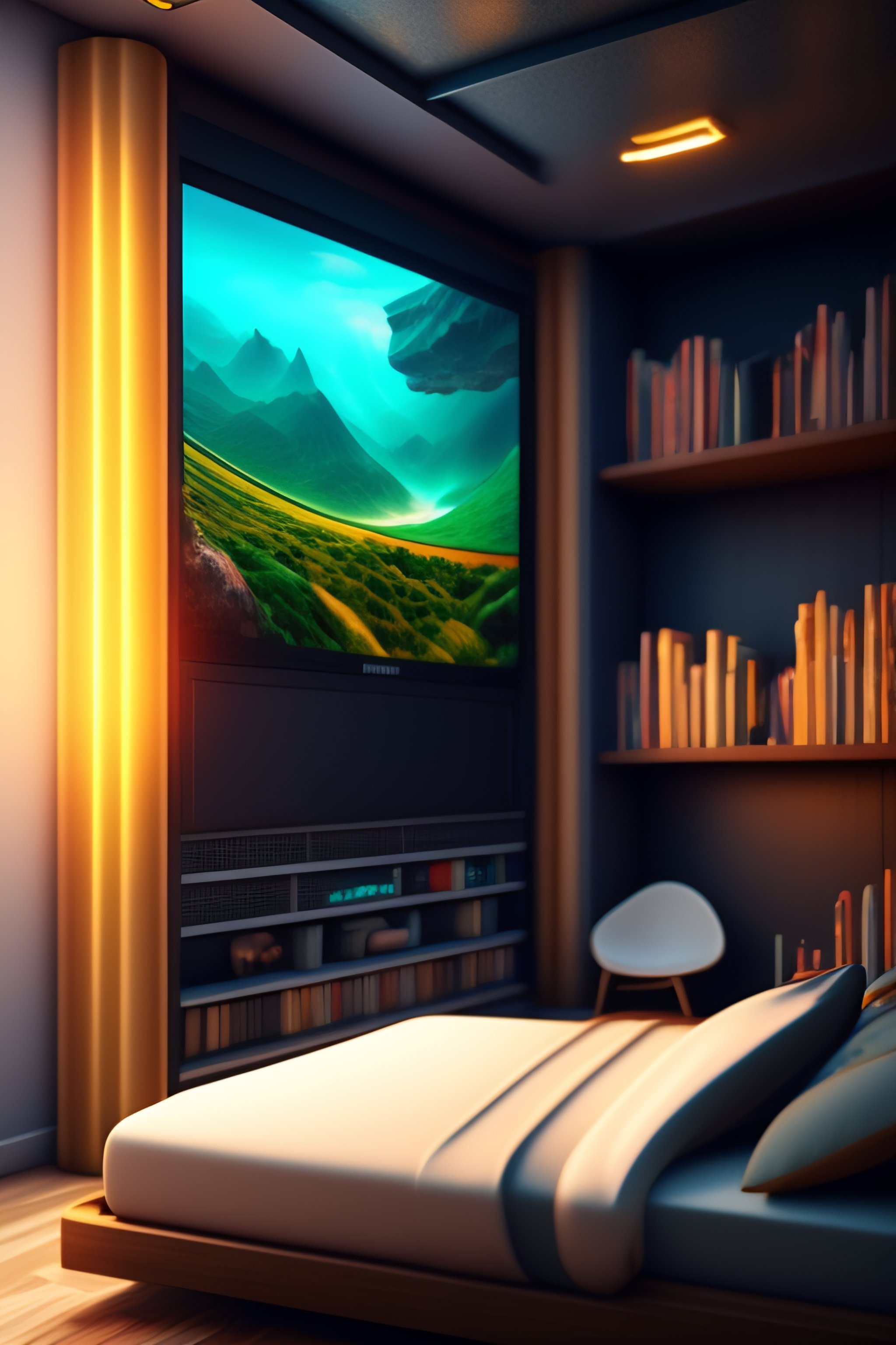 Lexica - Boy at cozy gaming control room in bedroom , massive , big ...