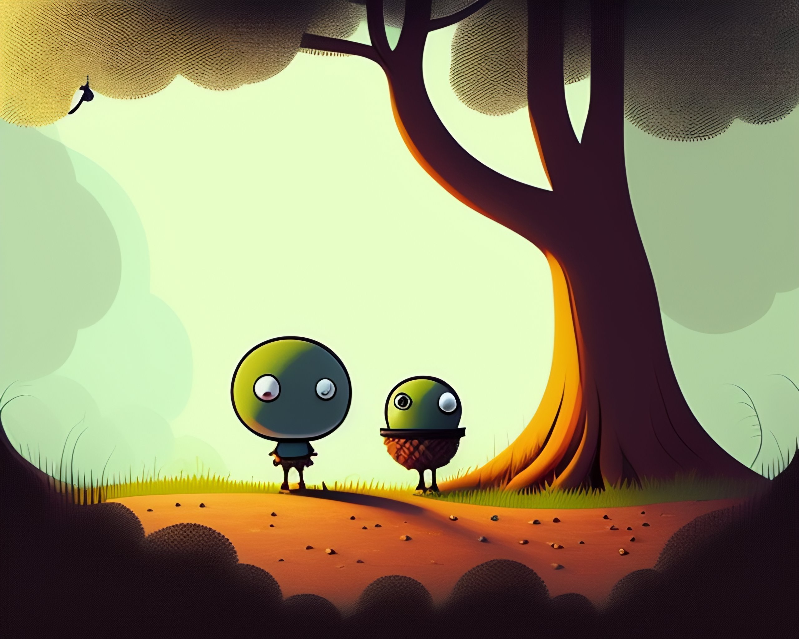 Lexica - Minimal simple machinarium art colored line drawing of small ...
