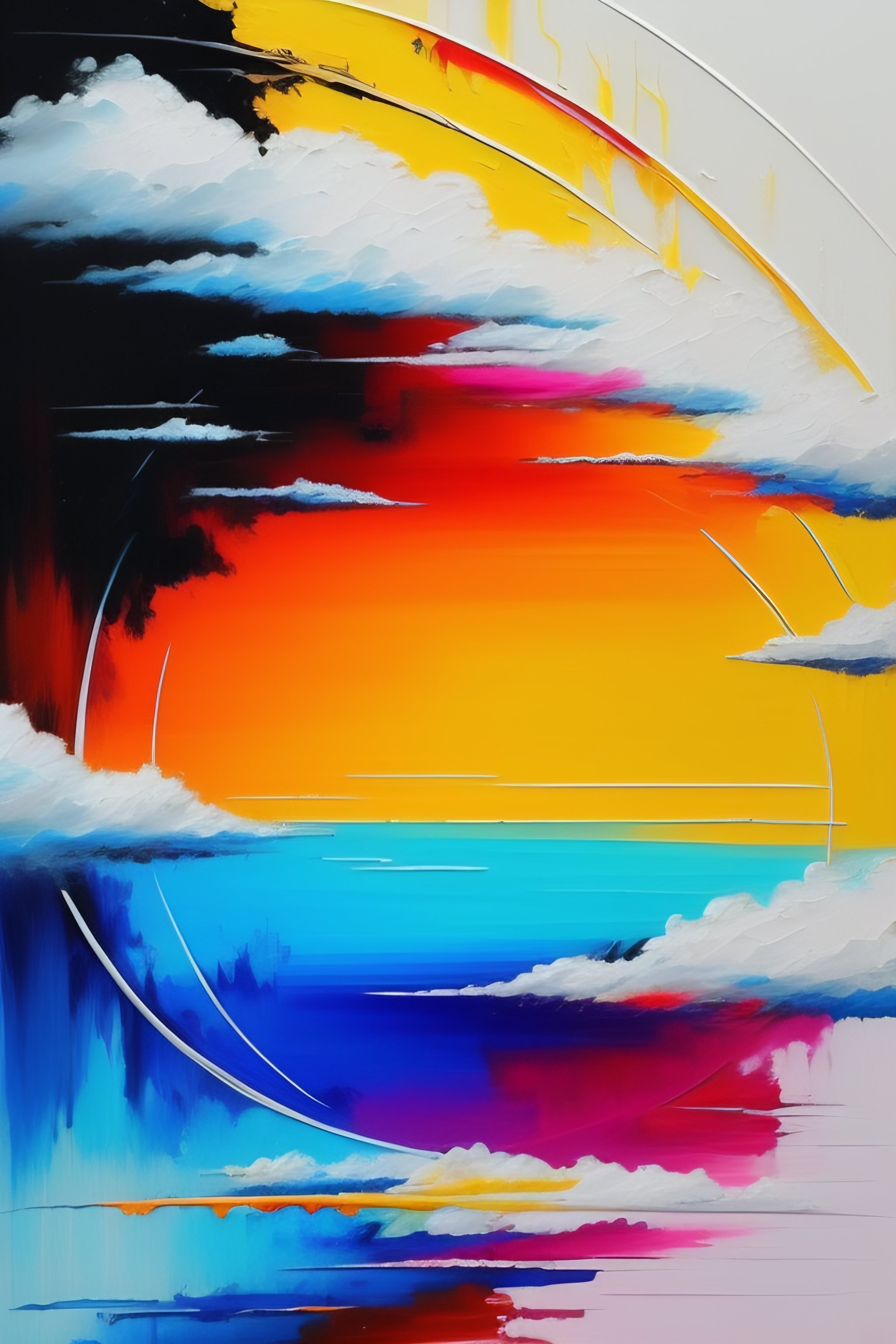 Lexica - Draw an abstract painting, mixing acrylics, palette knife and ...